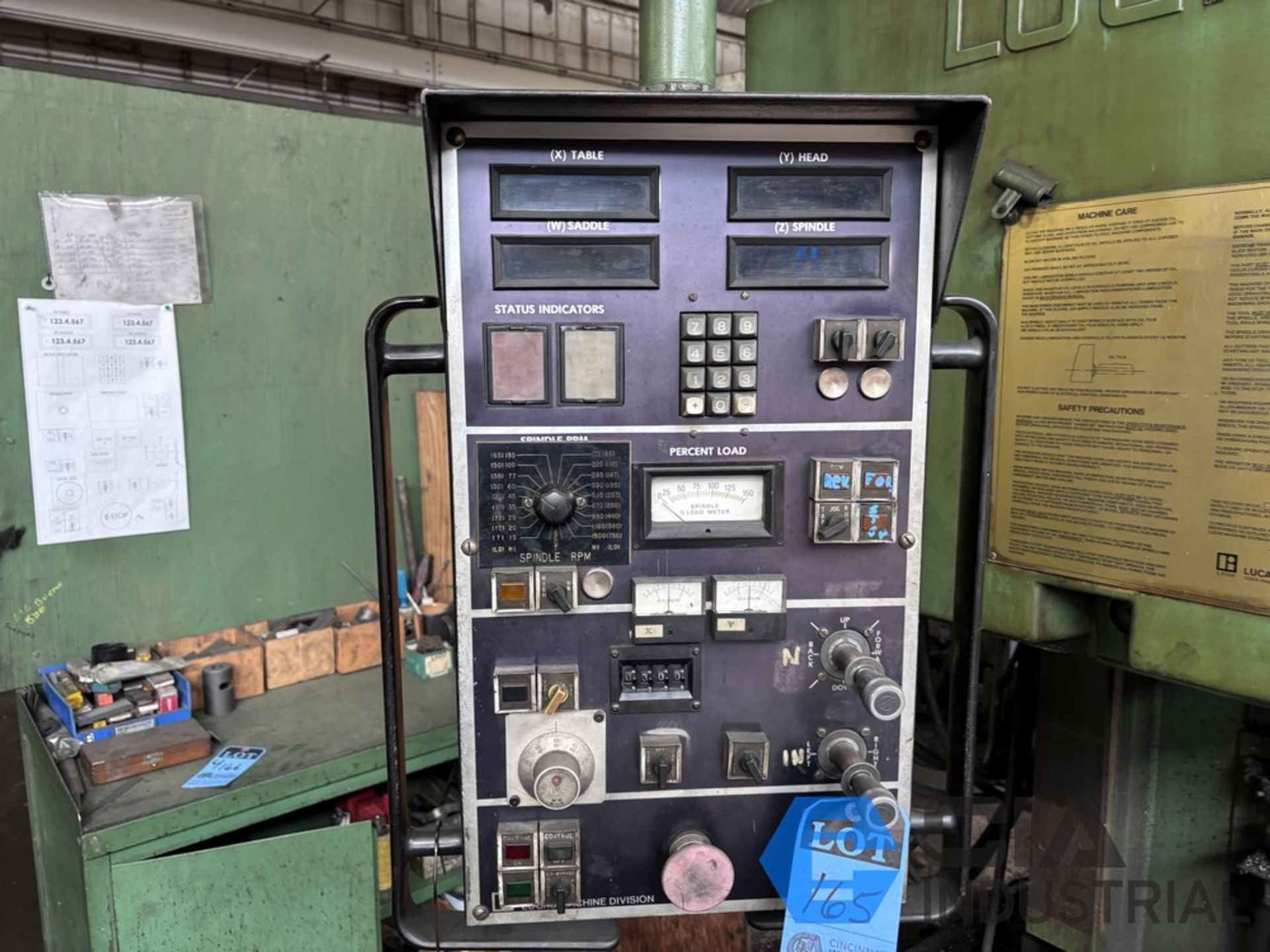 LUCAS MODEL 20DCP55 HORIZONTAL BORING MILL; S/N 20DC0301, 36" X 48" ROTARY TABLE, 50 TAPER SPINDL