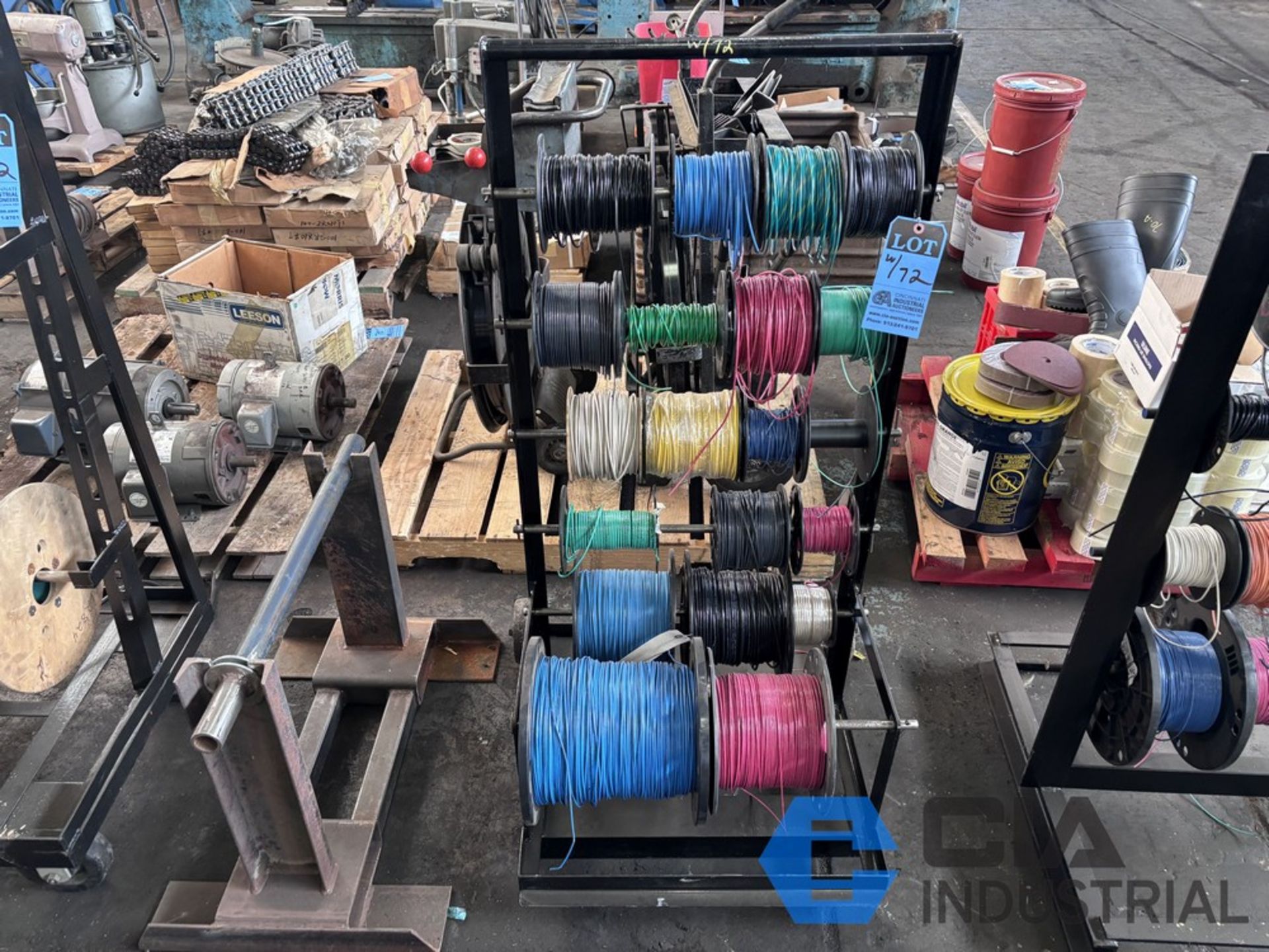 (LOT) LIGHT DUTY WIRE & FLEX CONDUIT ON CARTS, SKID & WAREHOUSE CART