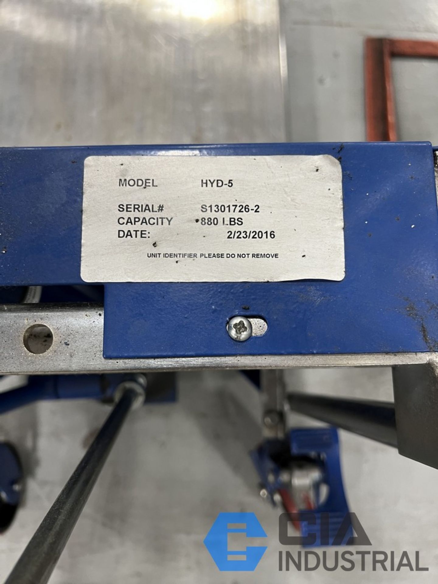 VESTIL MODEL HYD5 DIE LIFT CART, 24" X 23" WIDE PLATFORM, 880 LB. CAPACITY