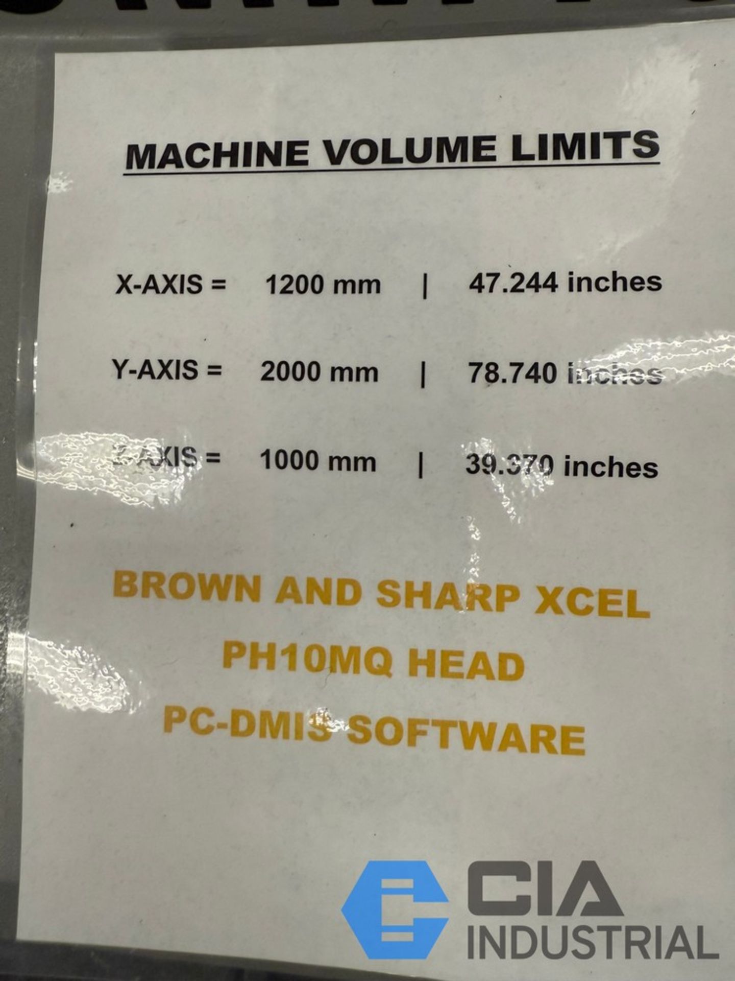 BROWN & SHARPE MODEL XCEL 12-20-10 COORDINATE MEASURING MACHINE; S/N ...