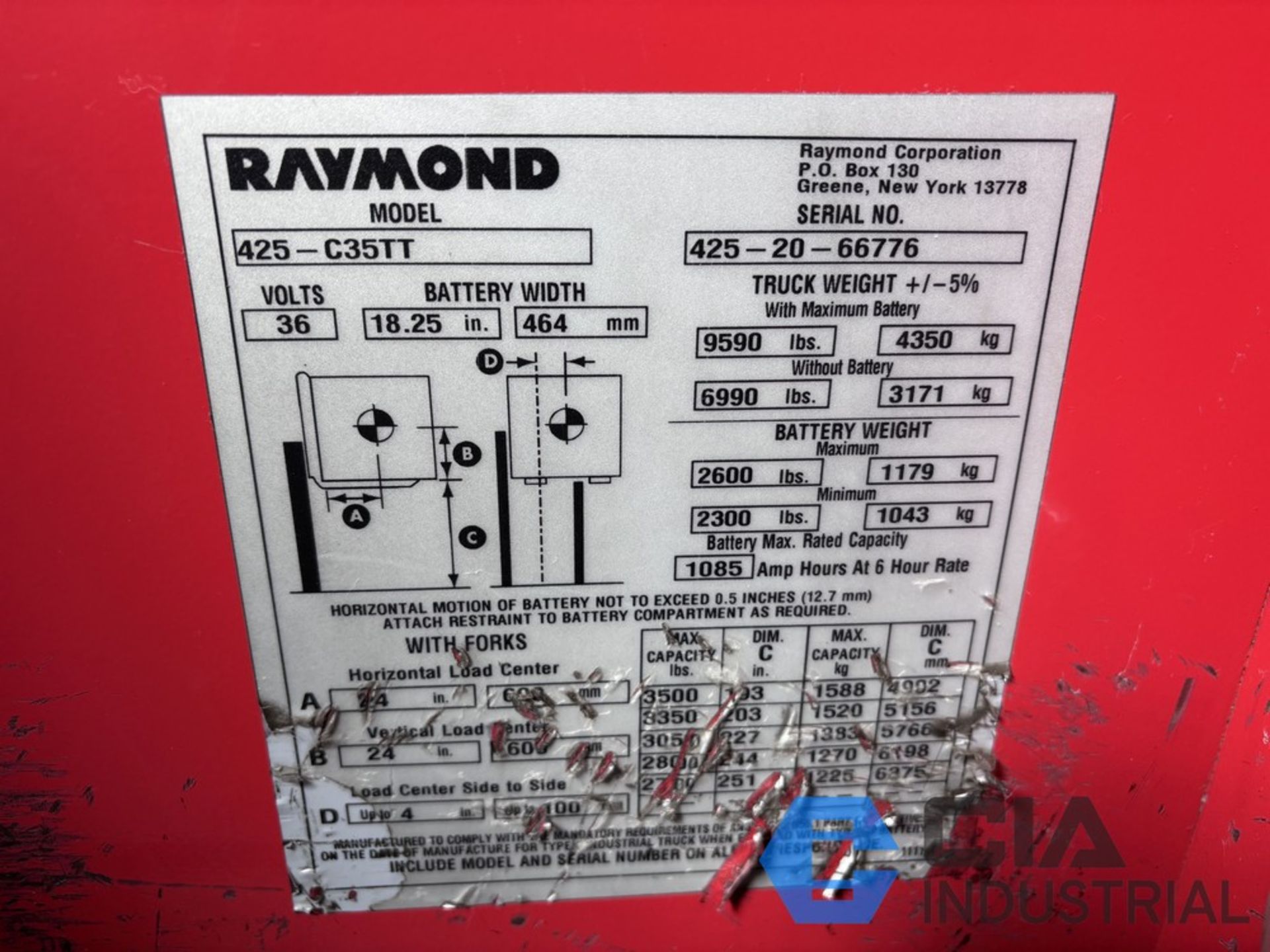2020 - 3,500 LB. RAYMOND MODEL 425-C35TT STAND-UP ELECTRIC FORKLIFT; s ...