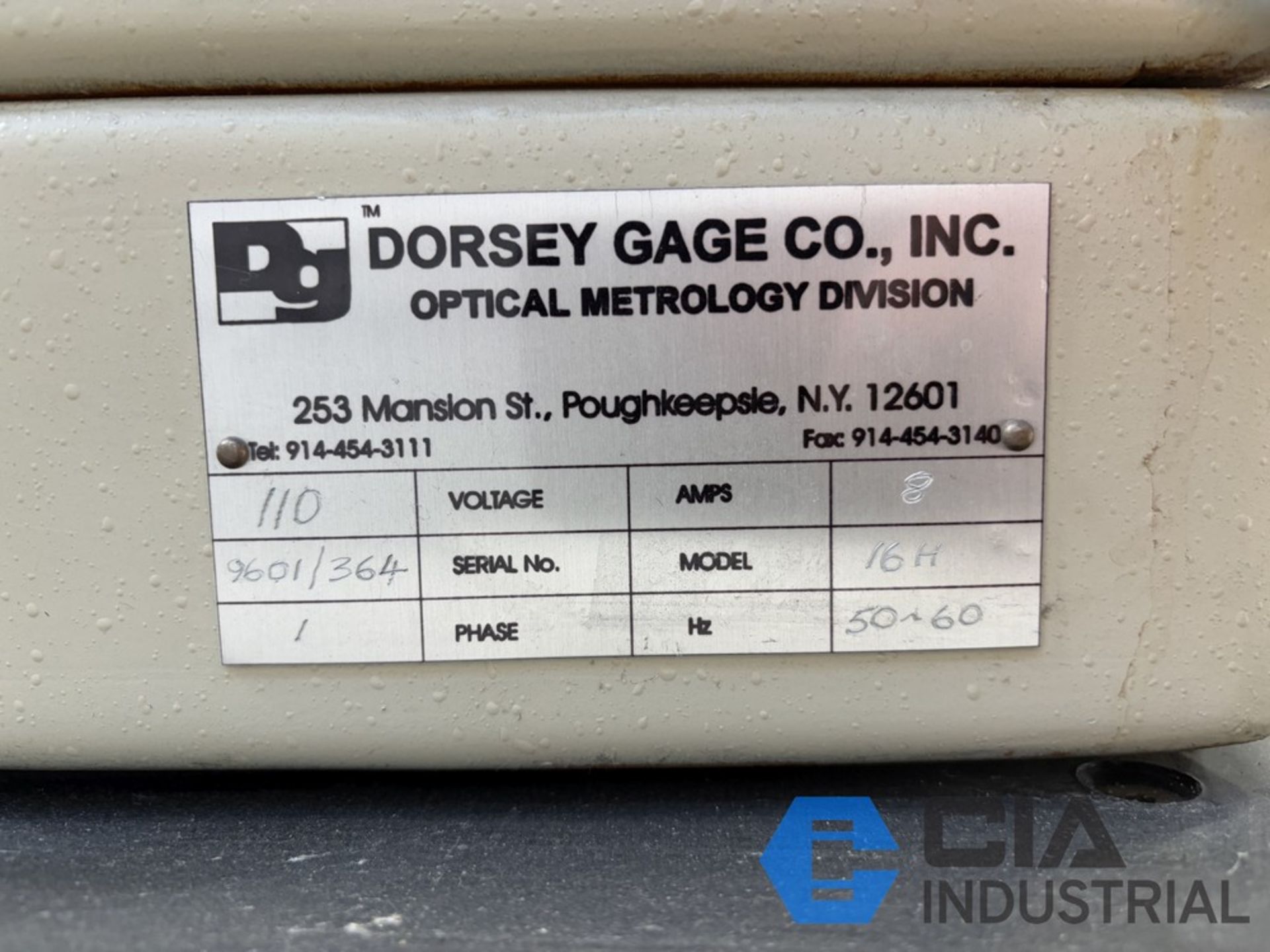16" DORSEY GAGE CO. MODEL 16H OPTICAL COMPARATOR; FORK425-63, s/n 9601/ ...