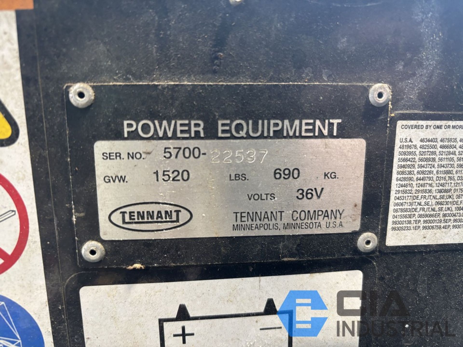 TENNANT MODEL 5700 ELECTRIC WALK BEHIND FLOOR SCRUBBER; FORK0925-54, s ...