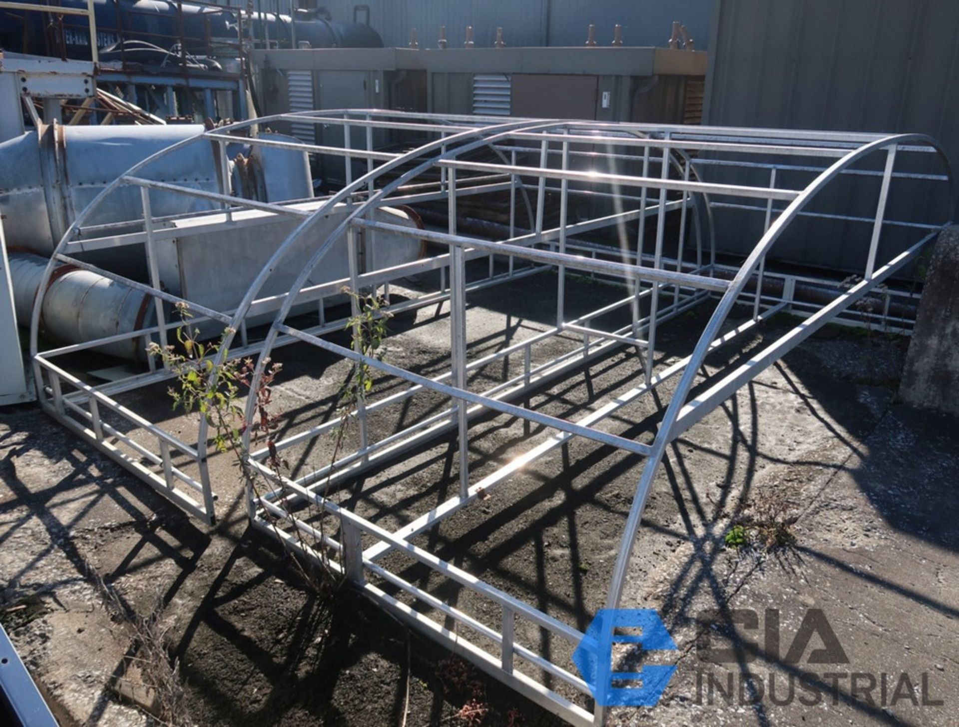 (LOT) LARGE QUANTITY OF STEEL ITEMS, TANKS, HOPPERS, WELDED PLATFORM ...