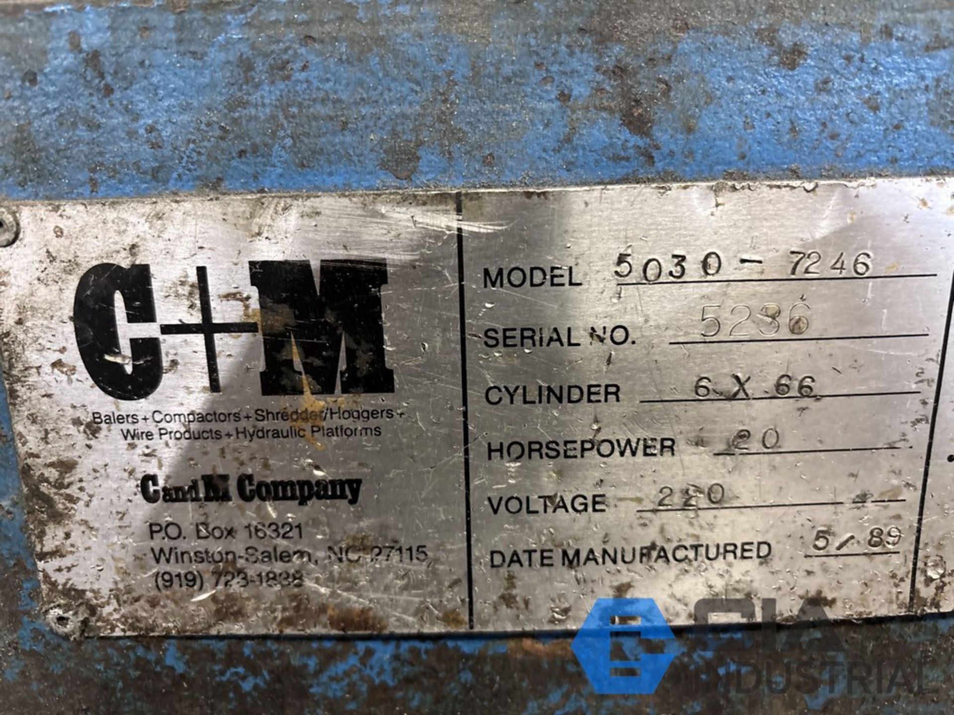 C&M COMPANY MODEL 5030-7246 HORIZONTAL FIVE-WIRE AUTO-TIE HYDRAULIC ...