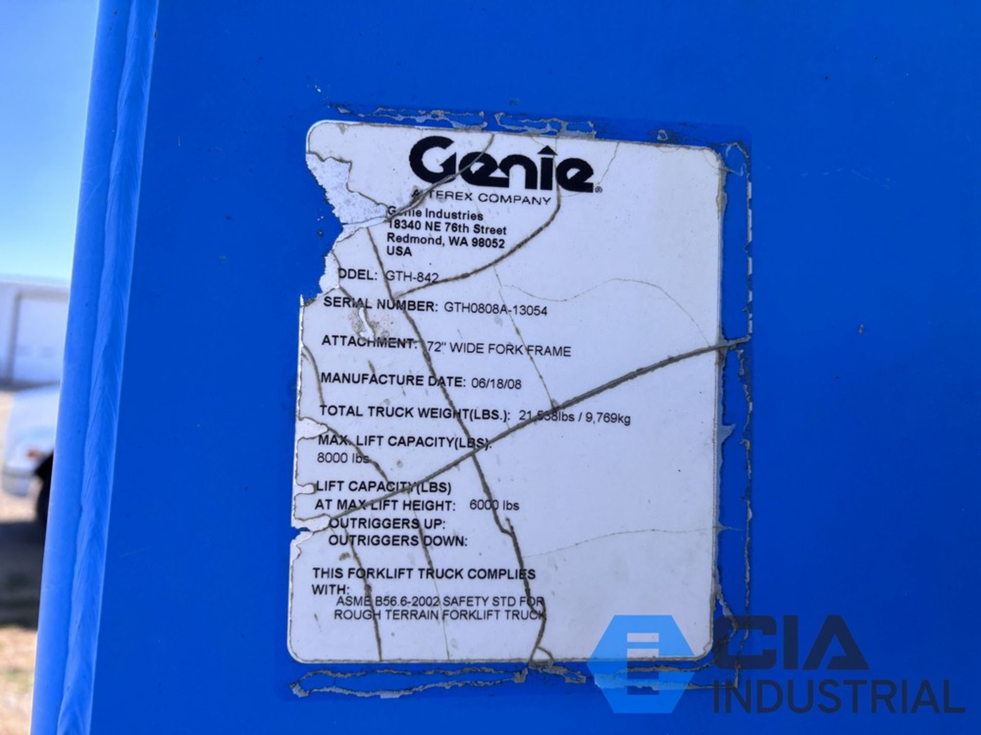 8,000 LB. GENIE MODEL GTH-842 FOUR-WHEEL DRIVE TELEHANDLER; S/N ...