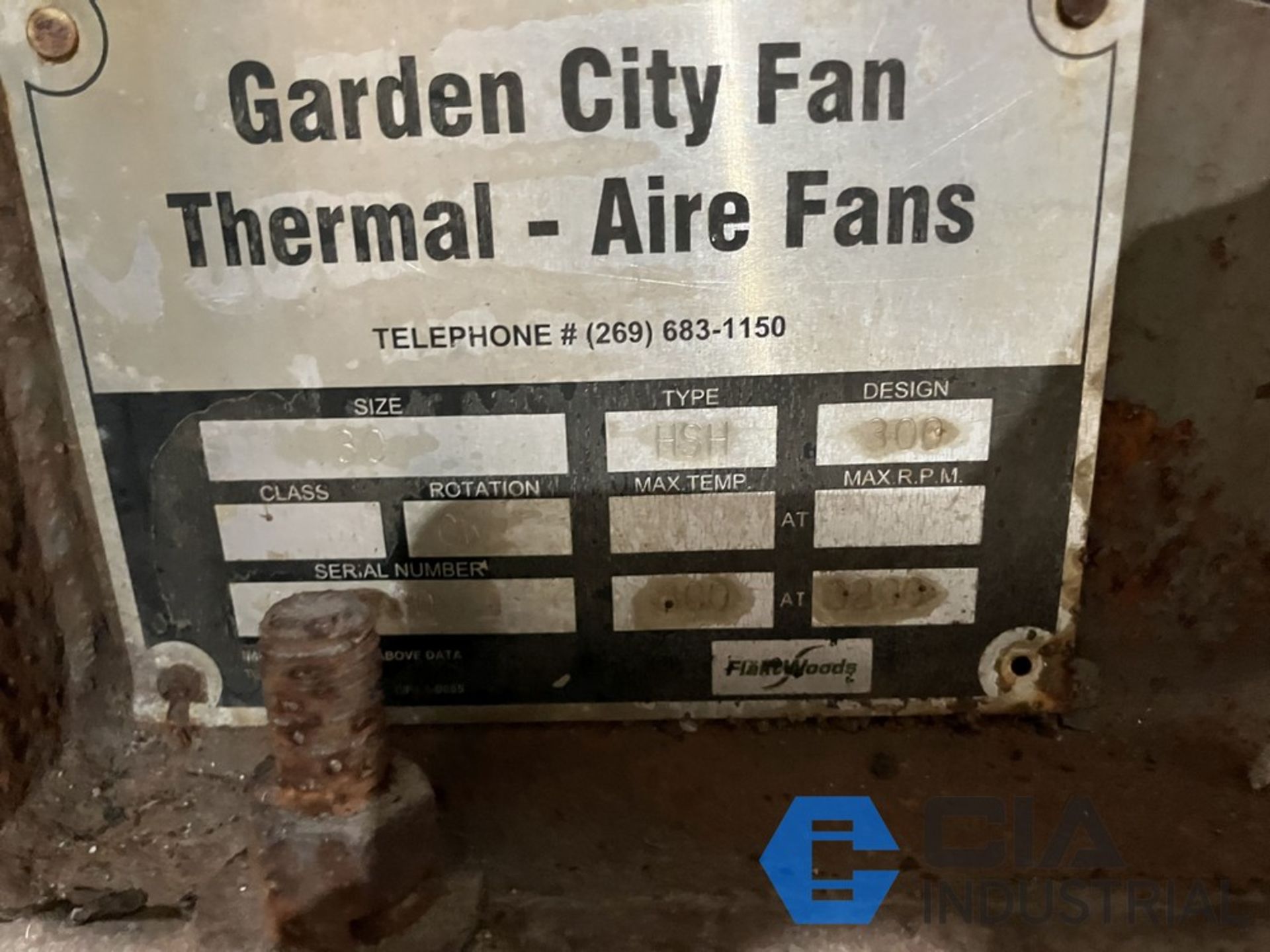 SIZE 30/25 HP GARDNER CITY FAN W/ 5 HP SECONDARY UNIT - Located At 1210 ...