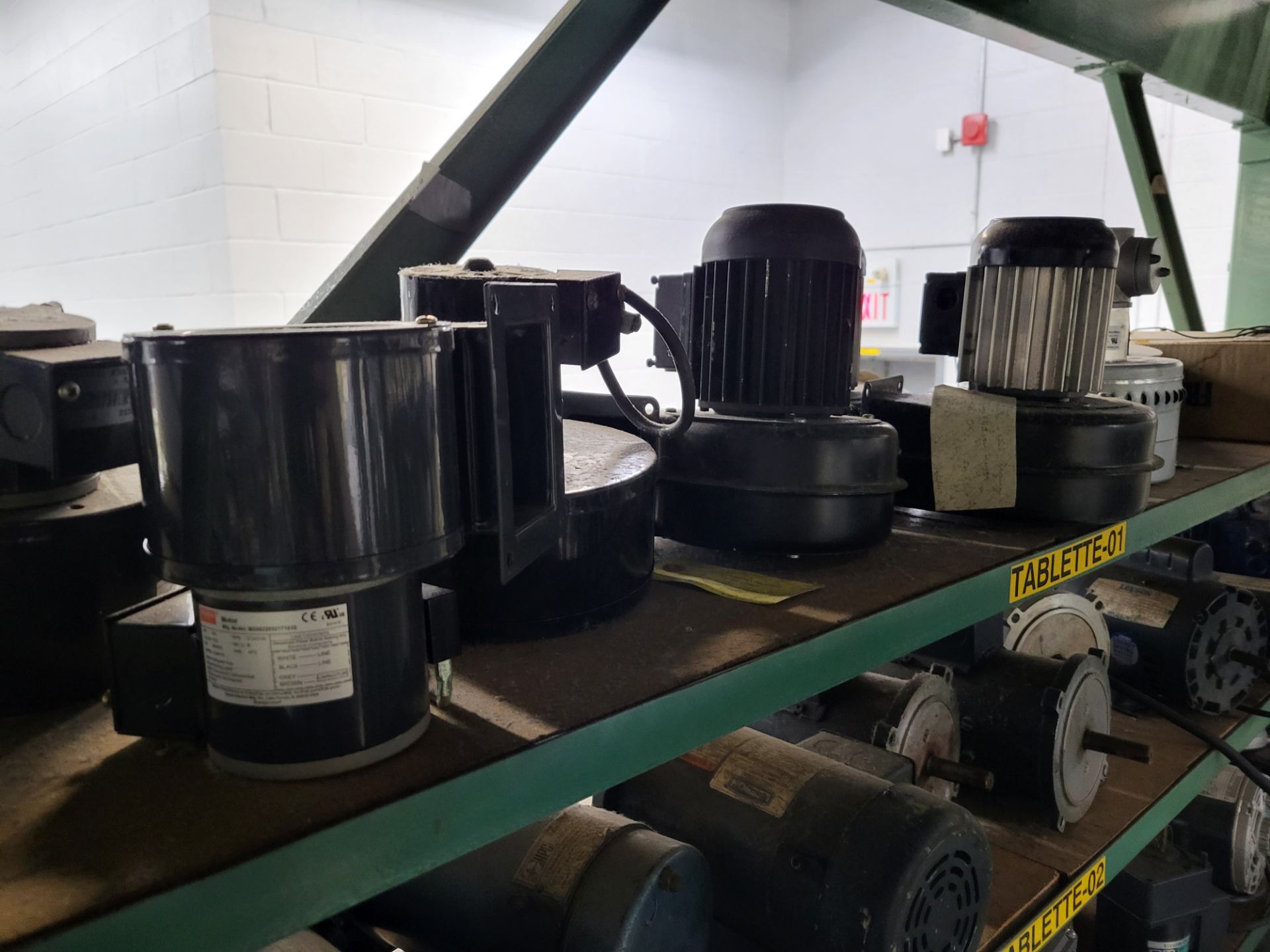 Contents of (6) Shelves of assorted Motors, electric, drive, gear ...