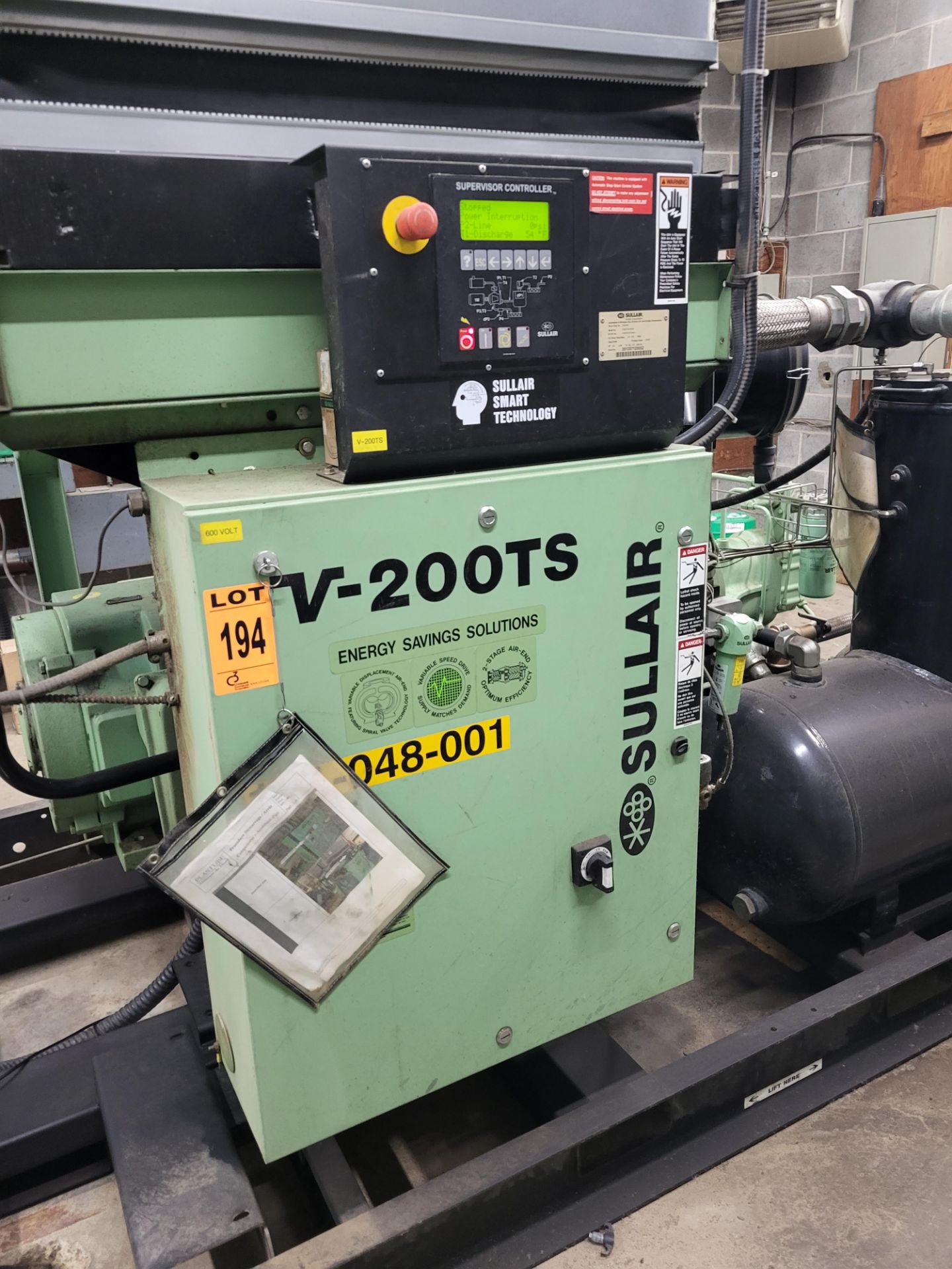 Complete 150 HP SULLAIR mod. V-200TS Compressor System, w/ SULLAIR 20/ ...