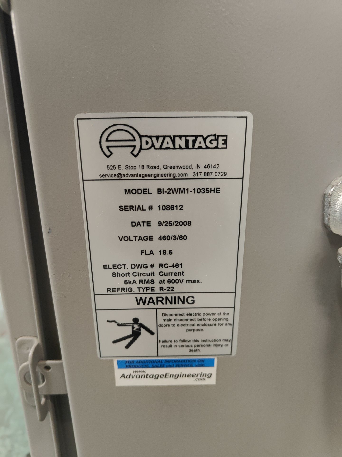 ADVANTAGE Maximum Chiller mod. BI-2WM1-1035HE, with M Chiller Control ...