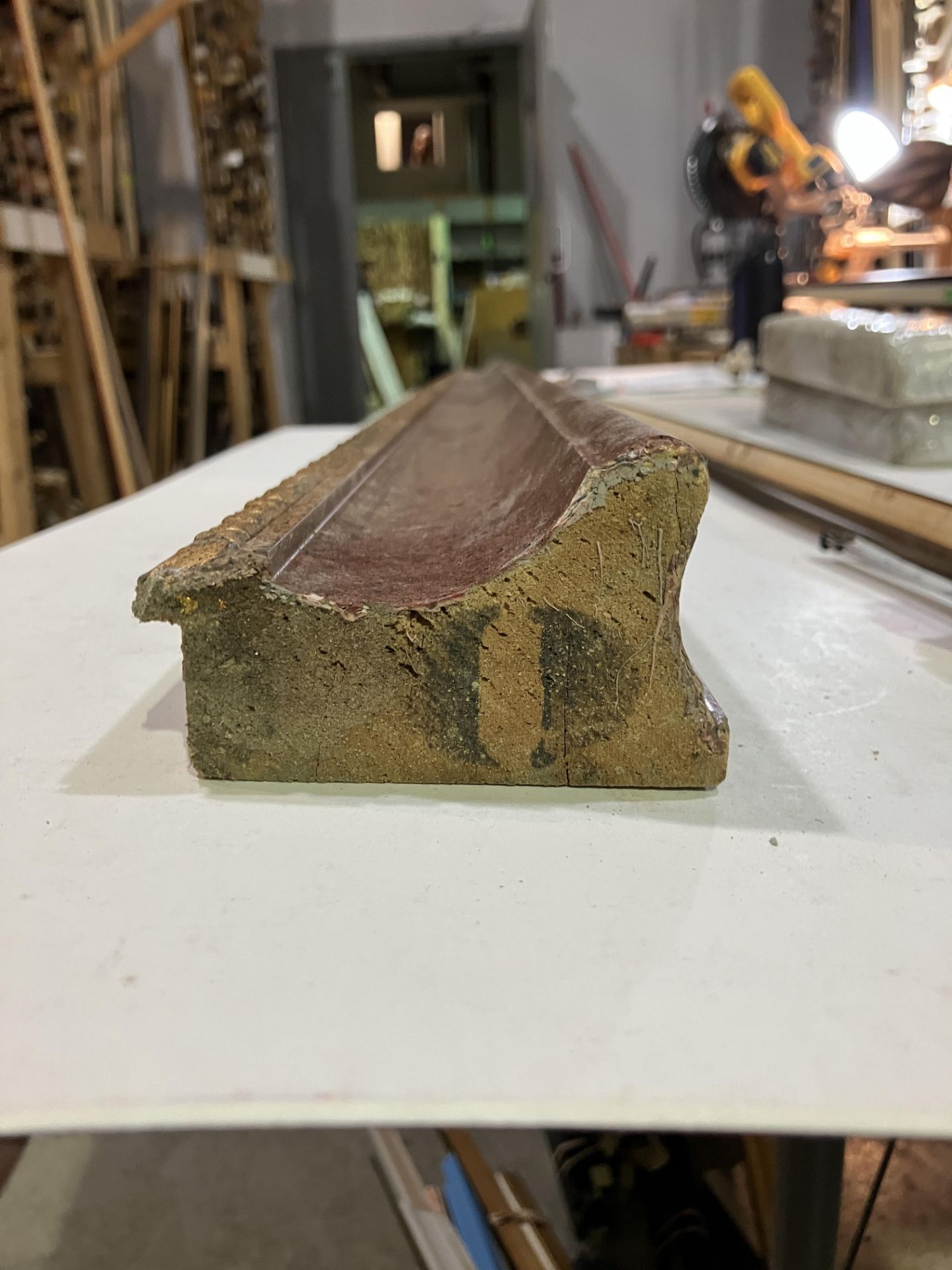 Moulding Group Lot: 83 Linear Feet, 3 1/2" Mottled Burgundy Wood ...