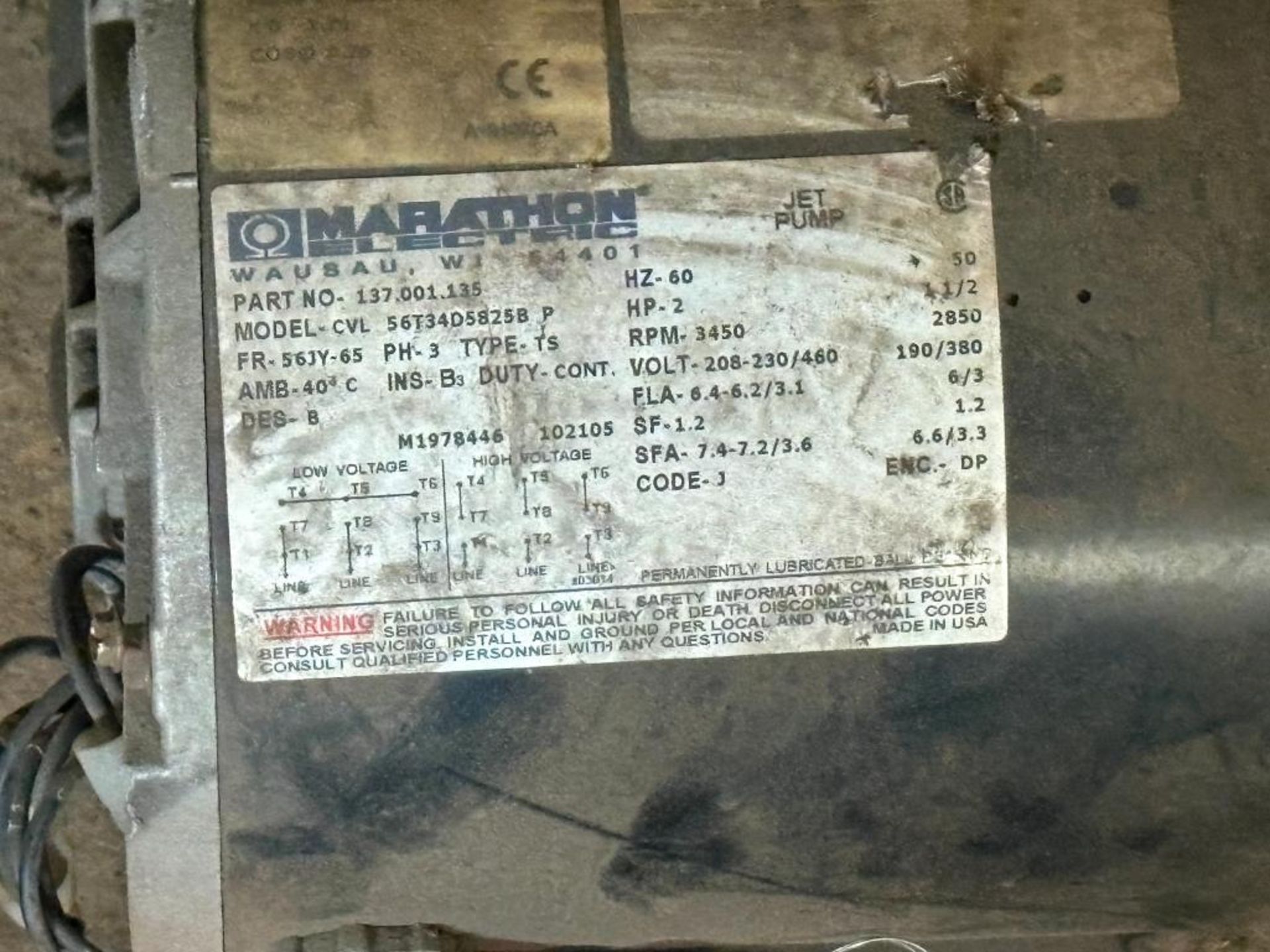 MARATHON ELECTRIC JET PUMP, MODEL CRL 56T34D5825BP