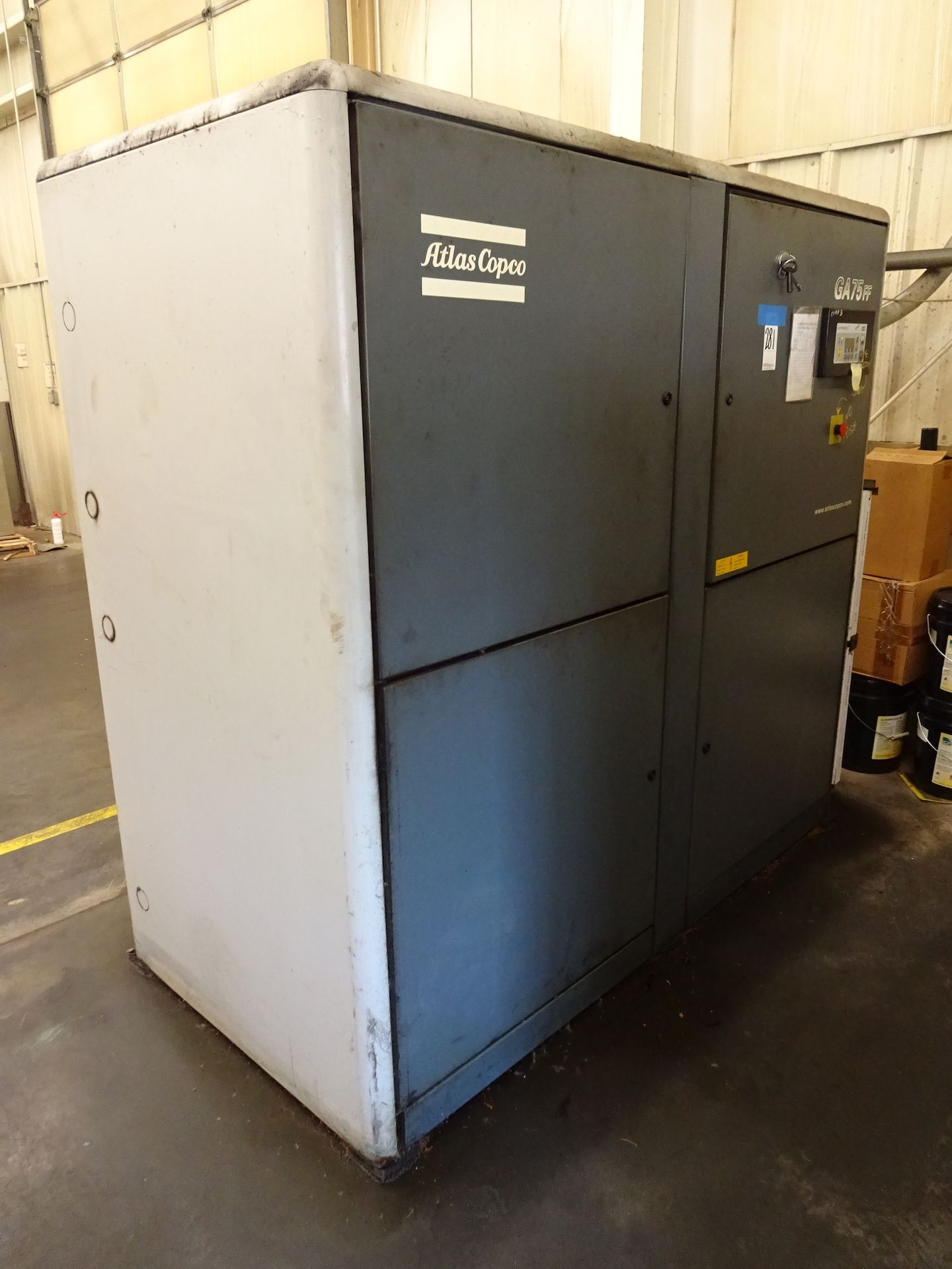 ATLAS COPCO 100 HP MODEL GA75 AIR COMPRESSOR S/N AII-471798 (2001 ...