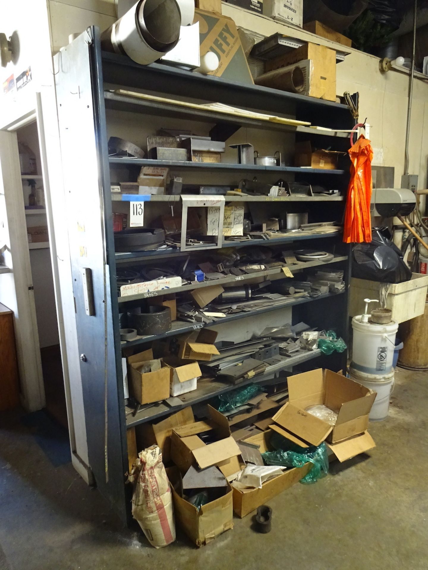 STEEL SHELF WITH CONTENTS