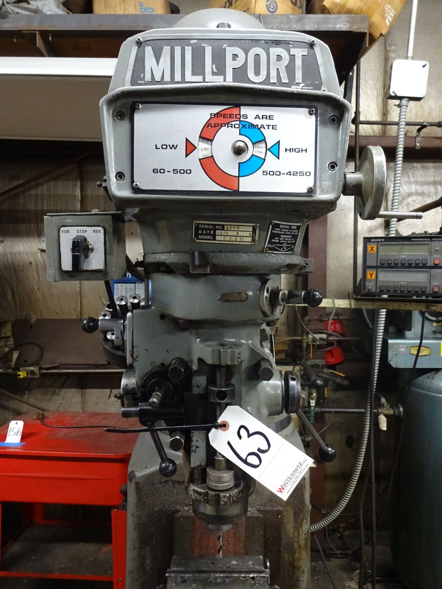 MILLPORT 3 HP MODEL 3KVH VERTICAL MILLING MACHINE, S/N 5273 (1985 ...