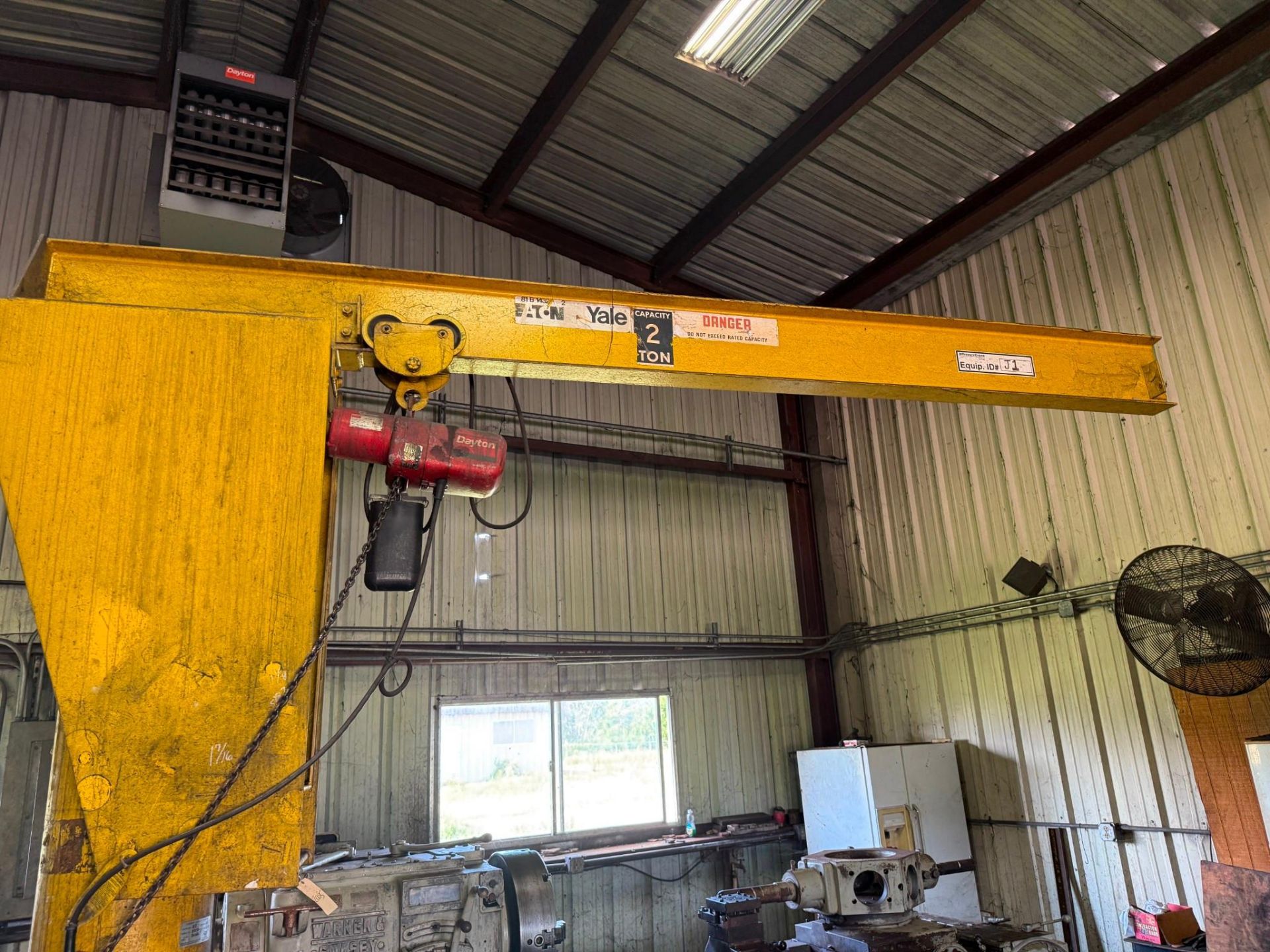 Yale 2 Ton Jib Crane with 1 Ton Dayton Electric Hoist Over all height ...