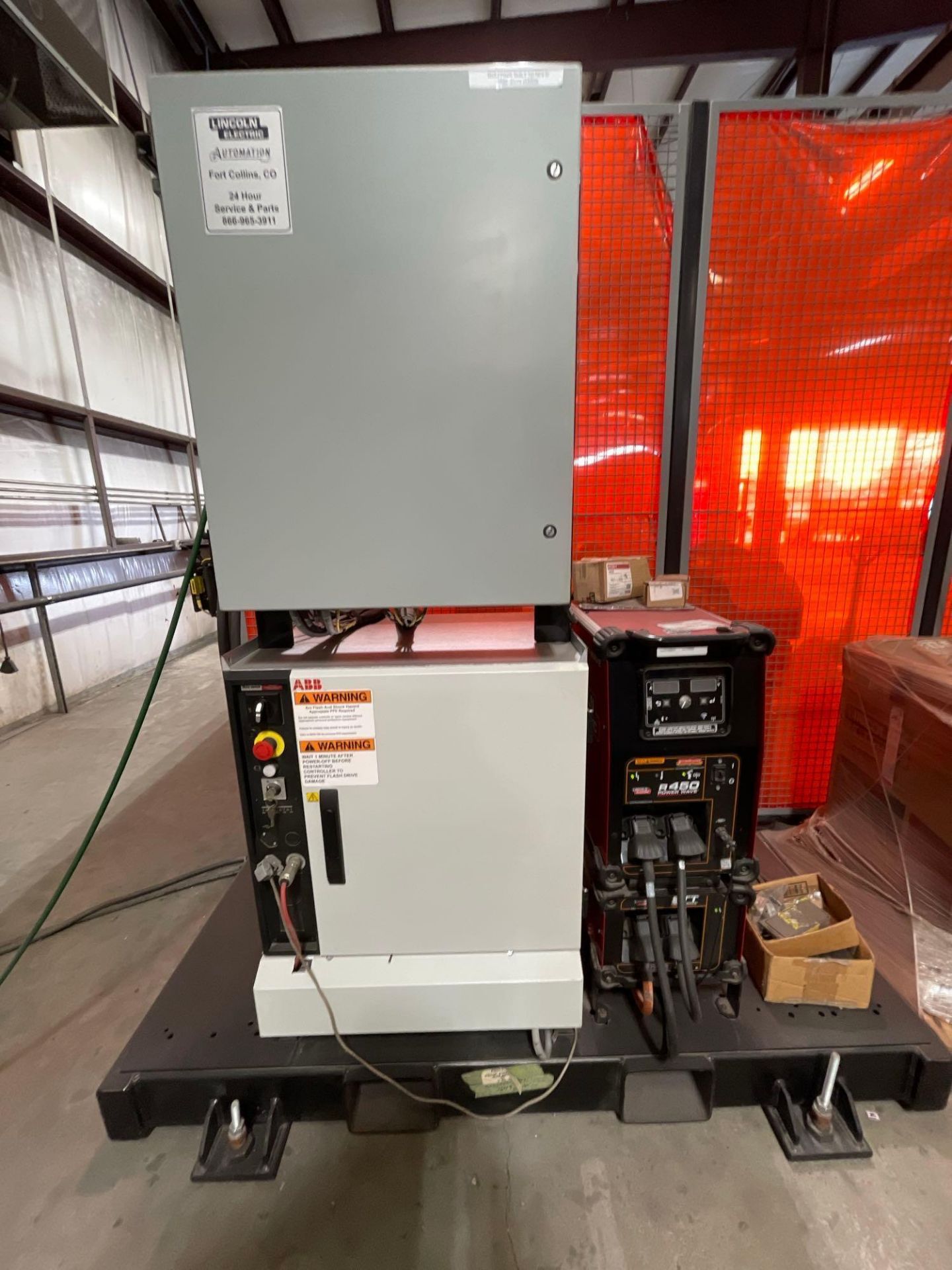 LINCOLN ELECTRIC ROBOT WELDING SYSTEM WITH ABB 6 AXIS ROBOT, 300 KG ...