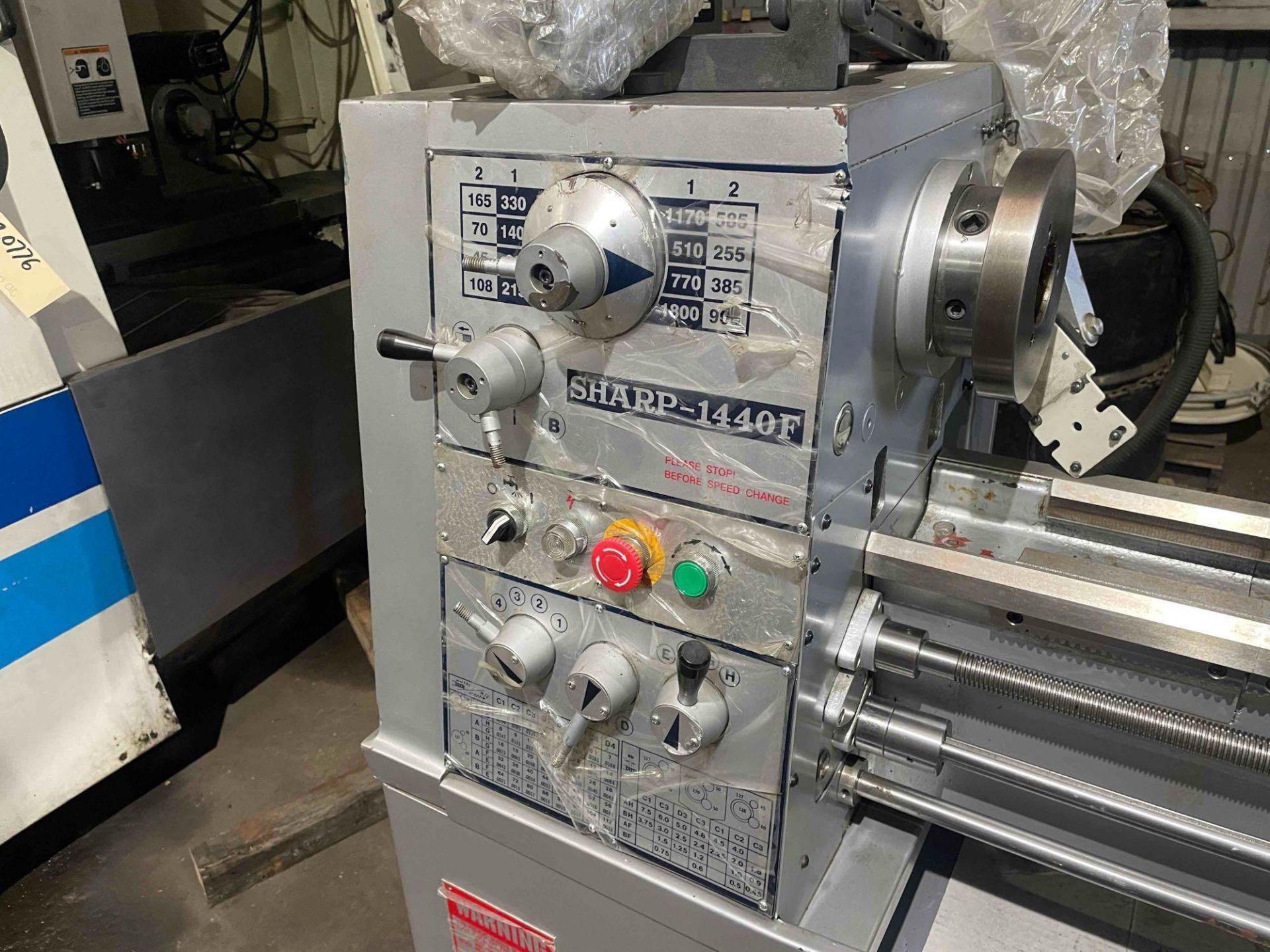 14 X 40 Sharp Precision Lathe, Model 1140 F, S/N 21844, with tooling ...