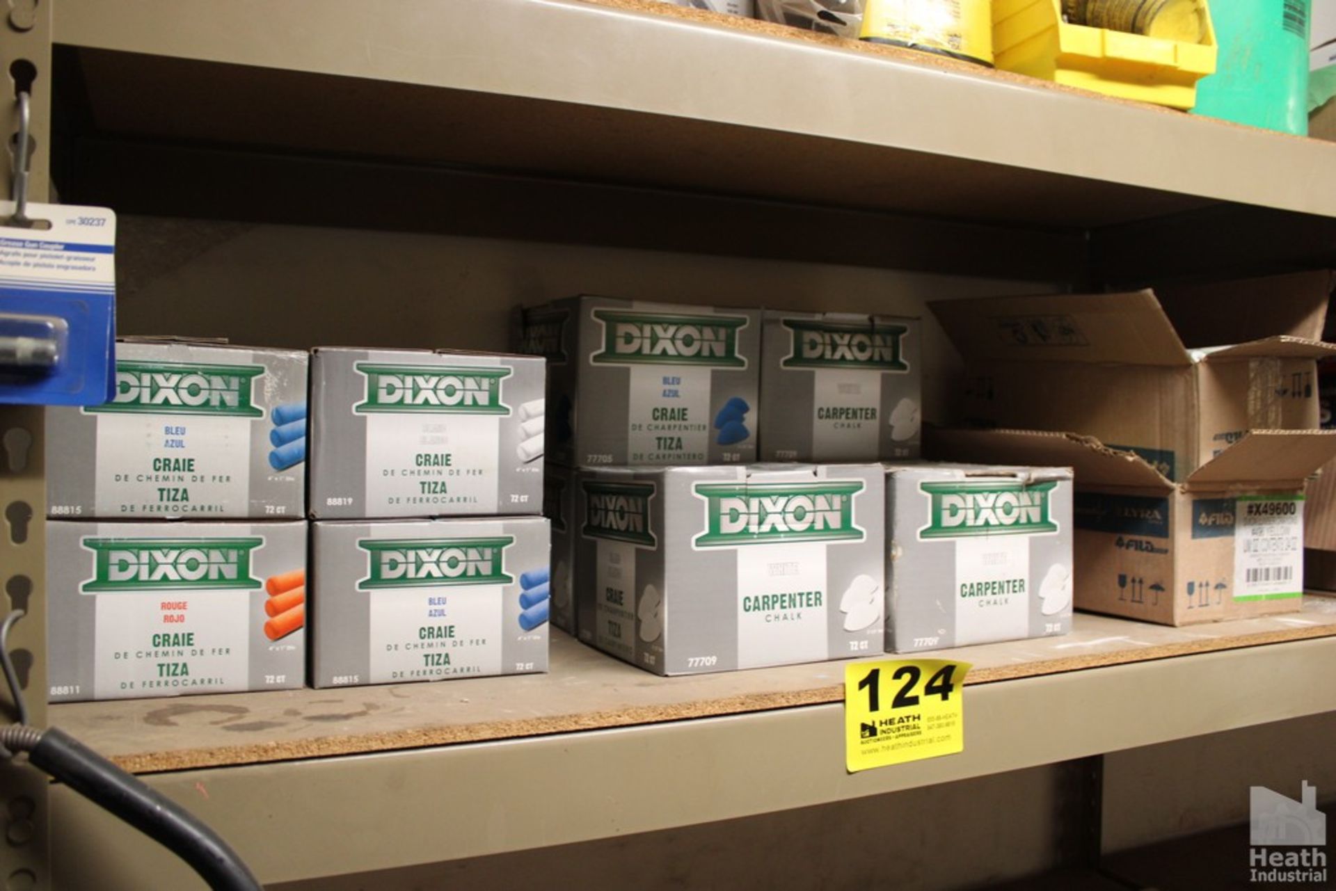(2) SHELVES OF ASSORTED CARPENTERS CHALKS AND CHALK LINES