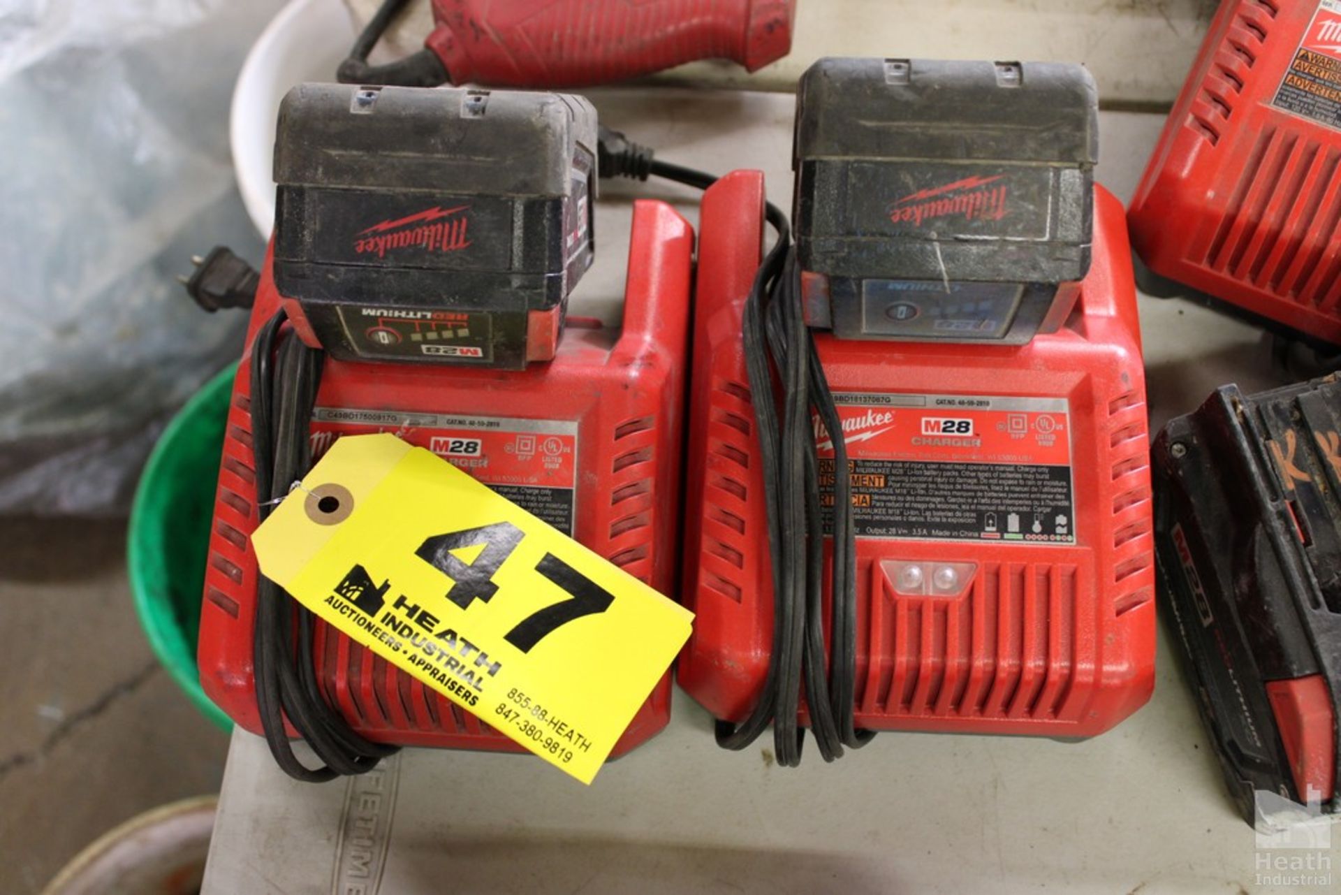 (2) M28 CHARGERS WITH TWO BATTERIES