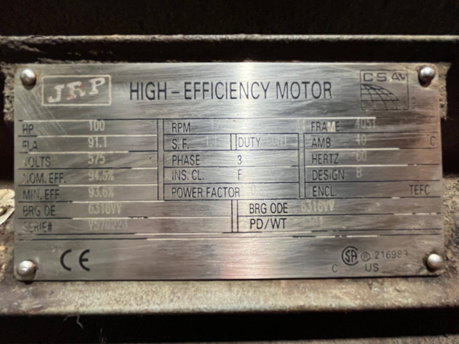 JRP 100HP MOTOR, 1,780 RPM, 405T FRAME, 575V (SW)