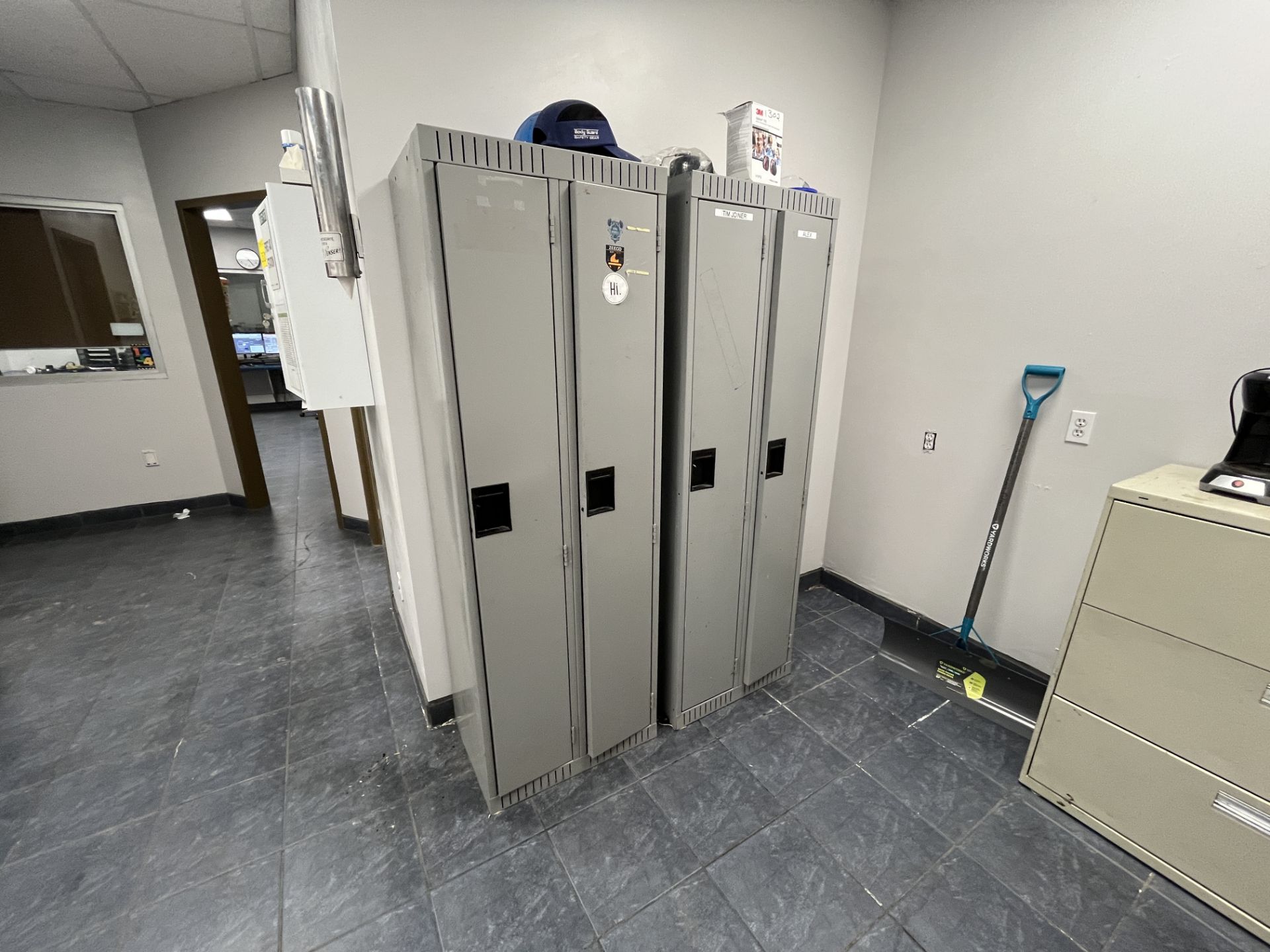 FIRST AID KIT, (4) DOORS OF LOCKERS, 3-DRAWER FILE CABINET, ROUND TABLE ...