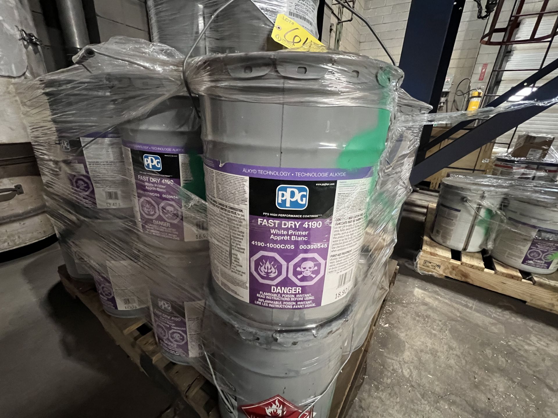 LOT OF (26) PPG HIGH PERFORMANCE COATING FAST DRY 4190 RED 65 GALLONS ...