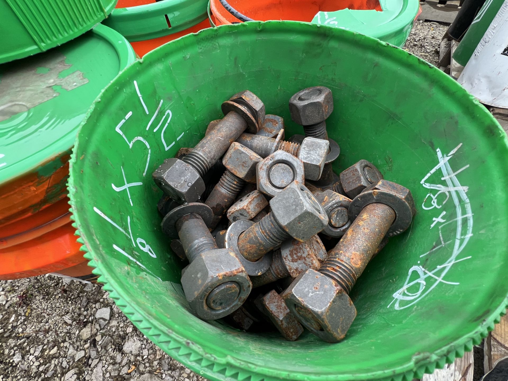 LOT OF APPROX. (55) 12"DIA X 22"H BUCKETS OF A490325 STRUCTURAL STEEL ...