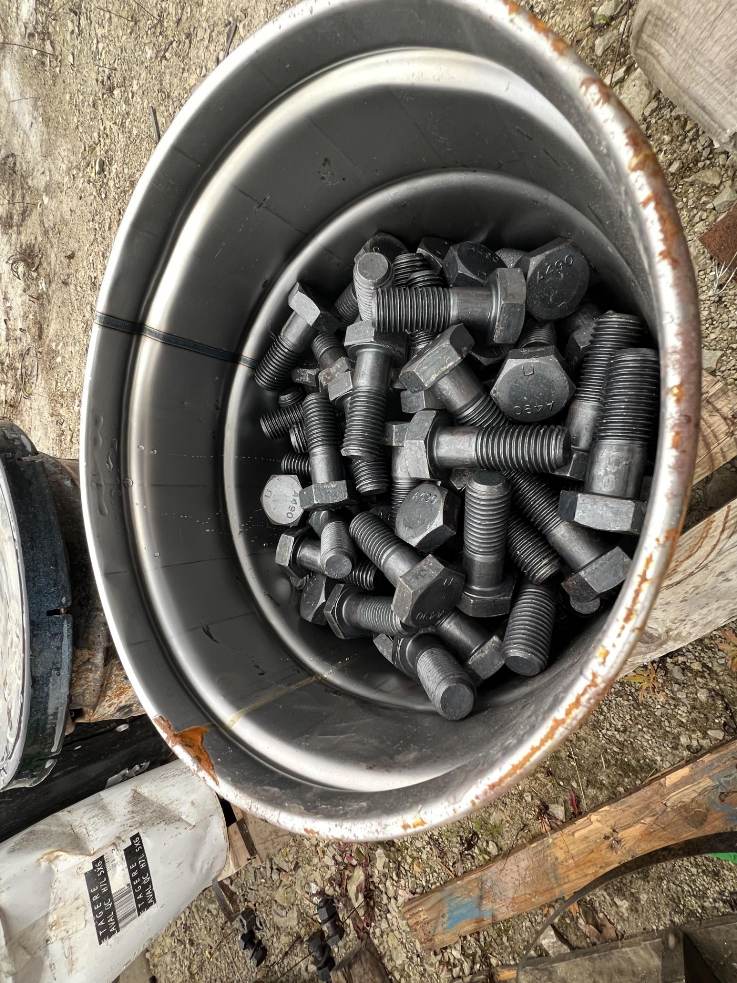 LOT OF APPROX. (55) 12"DIA X 22"H BUCKETS OF A490325 STRUCTURAL STEEL ...
