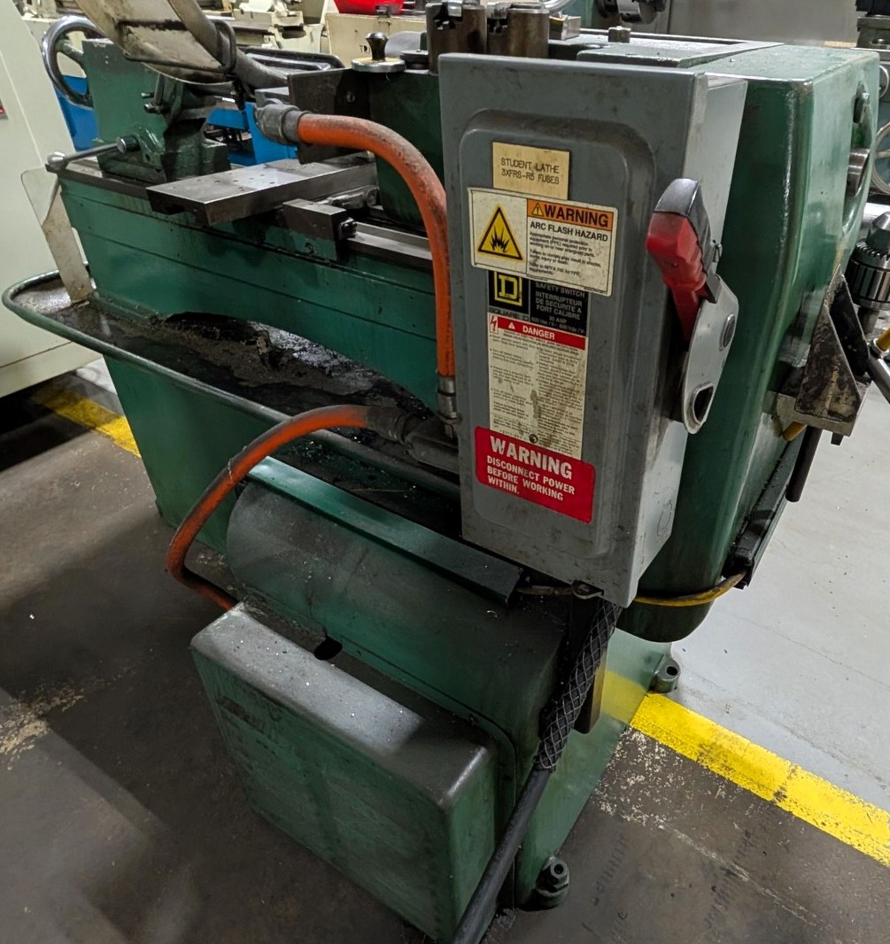 COLCHESTER STUDENT LATHE, 8" 3-JAW CHUCK, 14" SWING, 18" BETWEEN CENTERS, 2" BORE, TOOL POST, TA