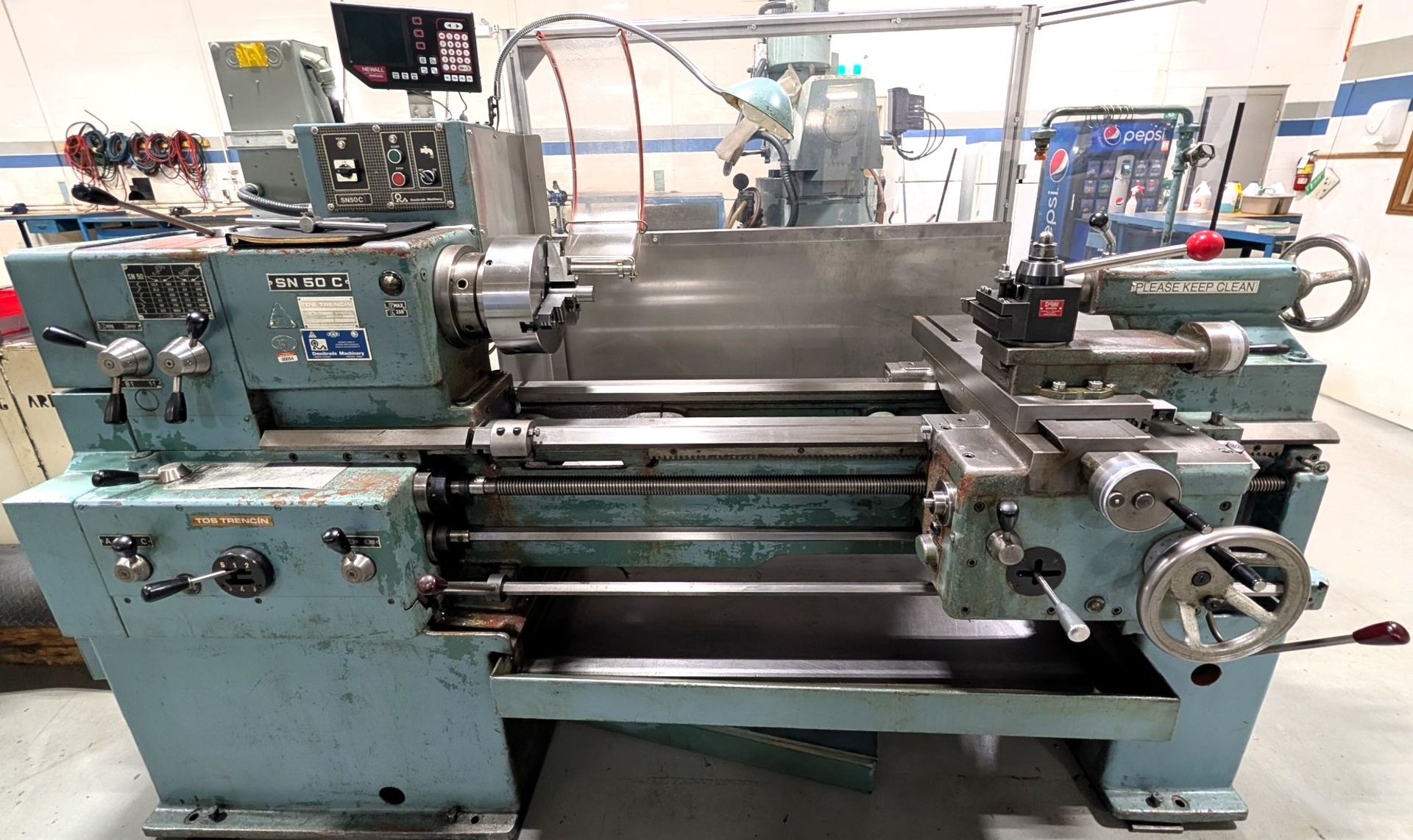 TOS SN50C LATHE, NEWALL NMS300 DRO, 10" 3-JAW CHUCK, 20" SWING, 34" BED ...