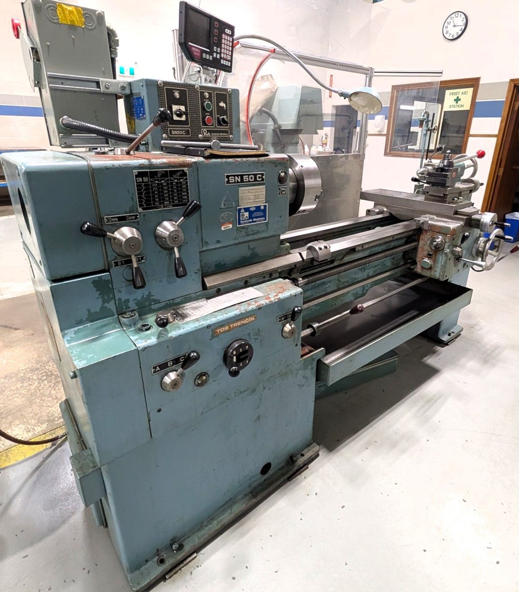 TOS SN50C LATHE, NEWALL NMS300 DRO, 10" 3-JAW CHUCK, 20" SWING, 34" BED ...