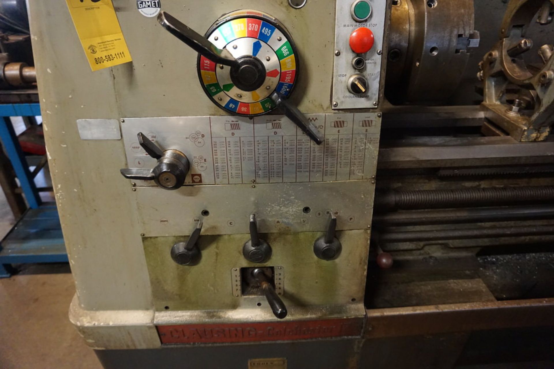 Clausing Colchester Lathe, Swing: 17" x 72", 12" 3 Jaw Chuck, Quick ...