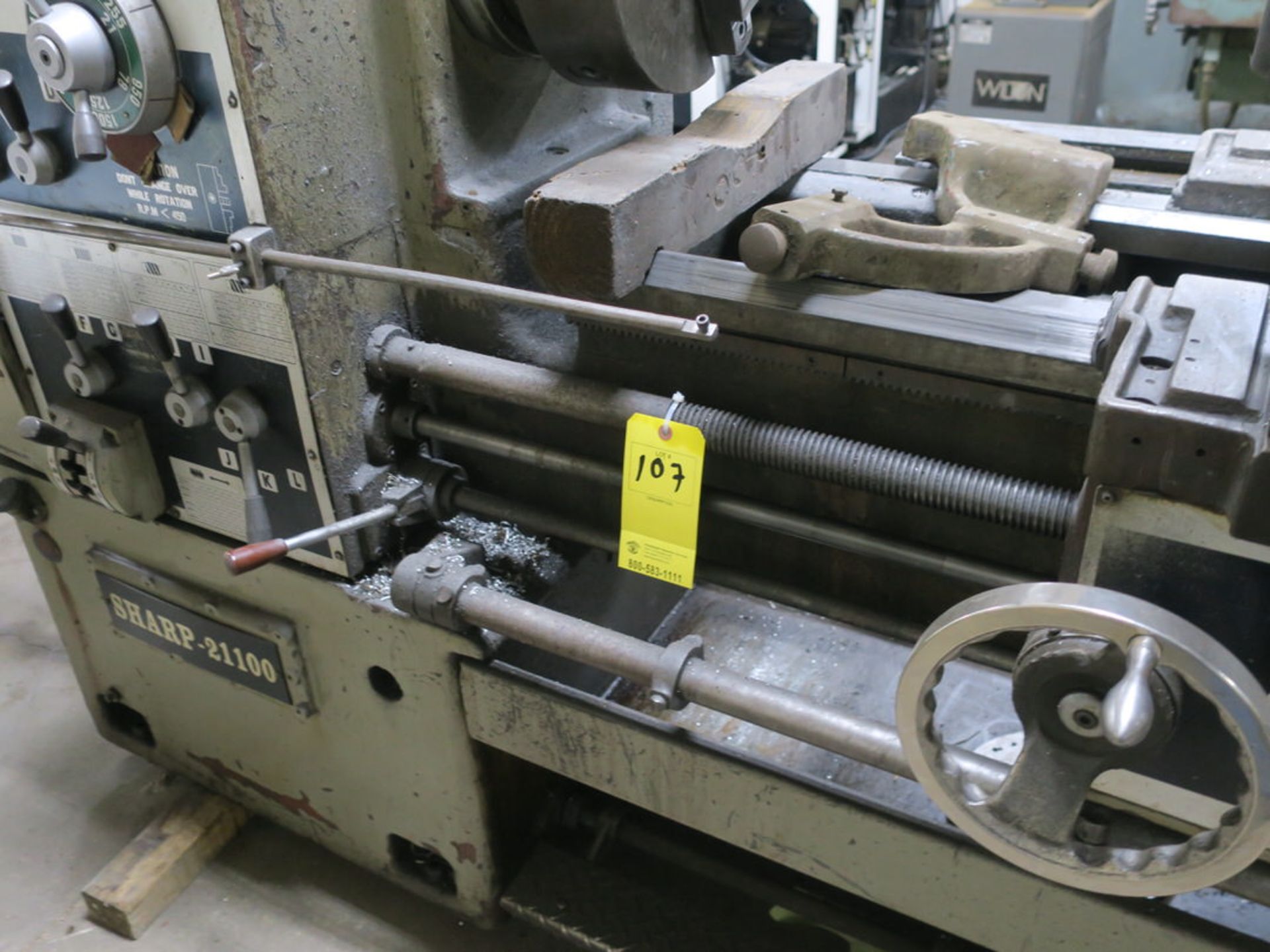 Sharp 21100 20"x100" Lathe, Taper Attach, (2) Chucks, Face Plate ...