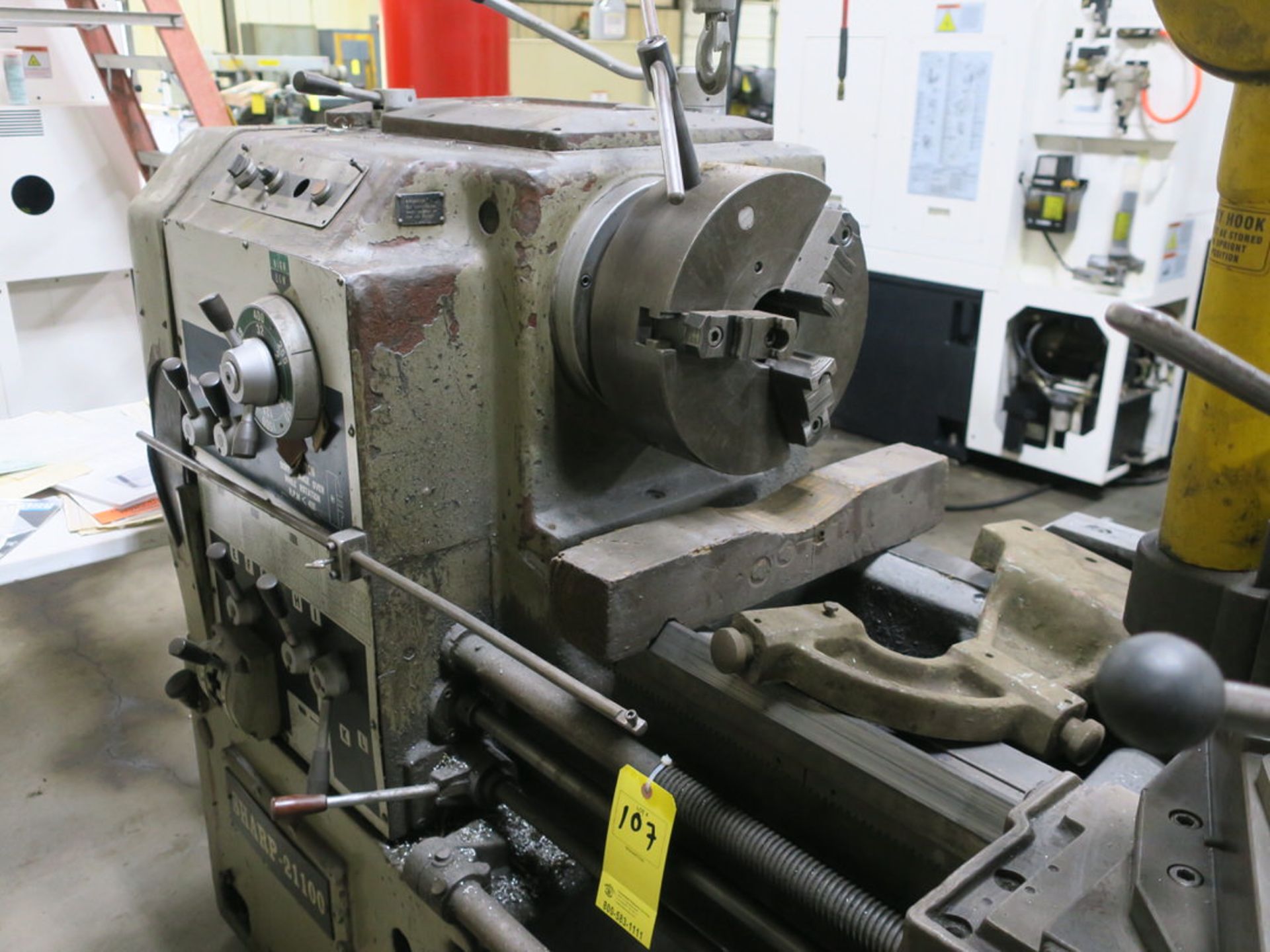 Sharp 21100 20"x100" Lathe, Taper Attach, (2) Chucks, Face Plate ...