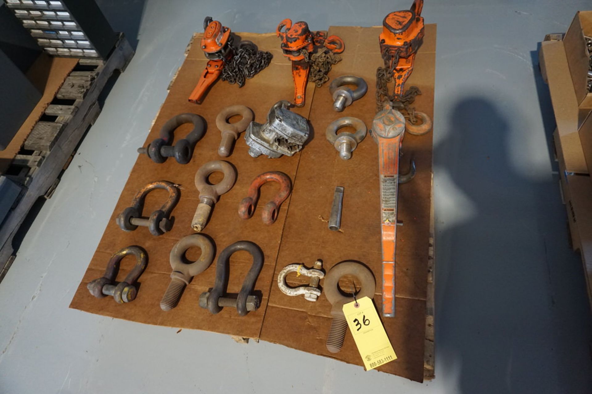 RATCHET CHAIN BINDERS, SHACKLES, LIGTING EYES