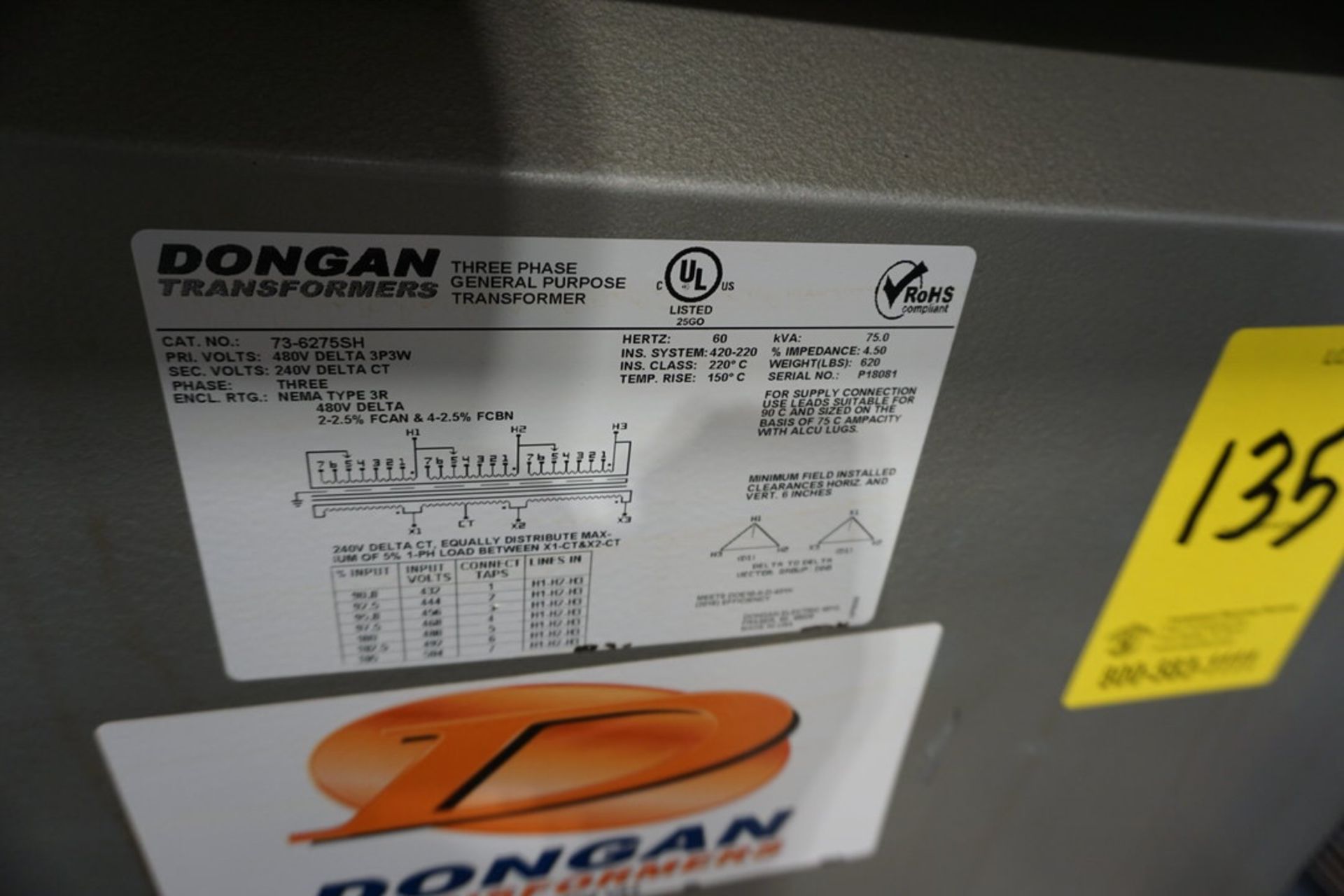 DONGAN TRANSFORMER 75KVA