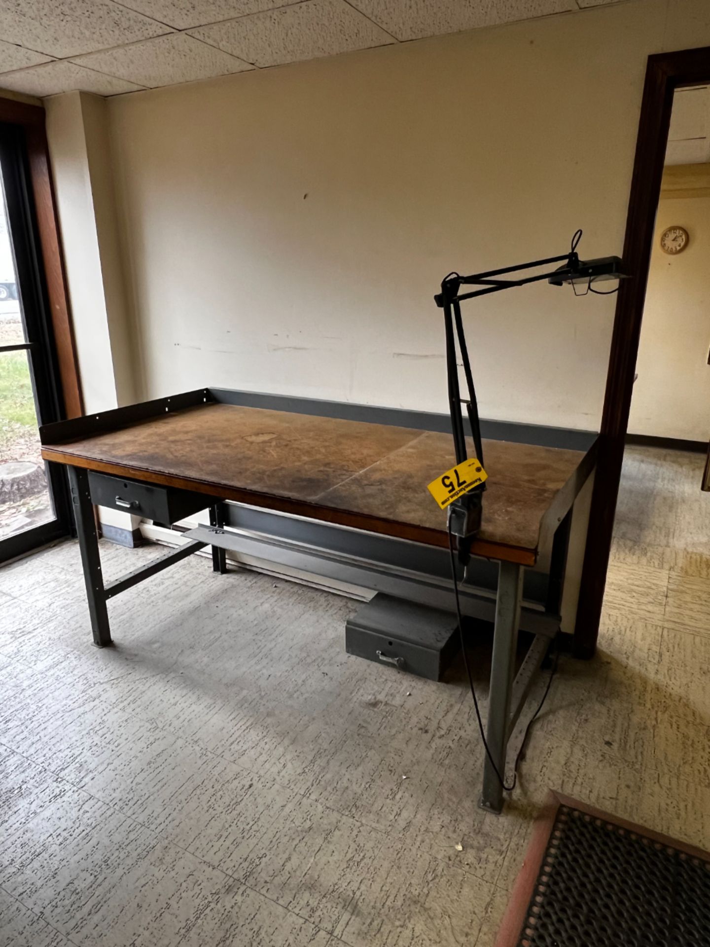 6' X 3' WORK TABLE W/ 2-DRAWERS & CLAMP LIGHT