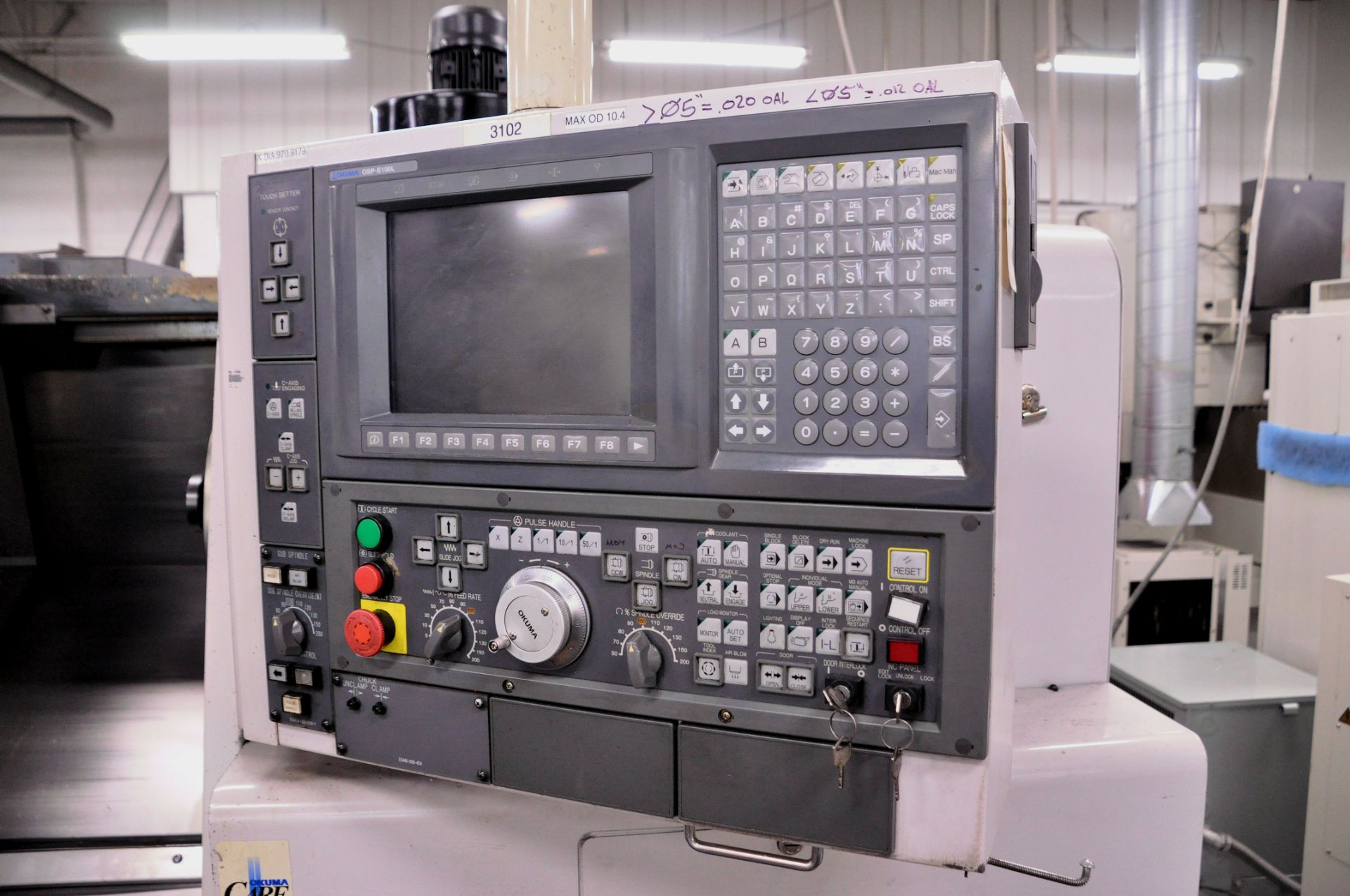 Okuma Model Captain-L370MW CNC Lathe, s/n 108520, OSP-E100L CNC Control ...