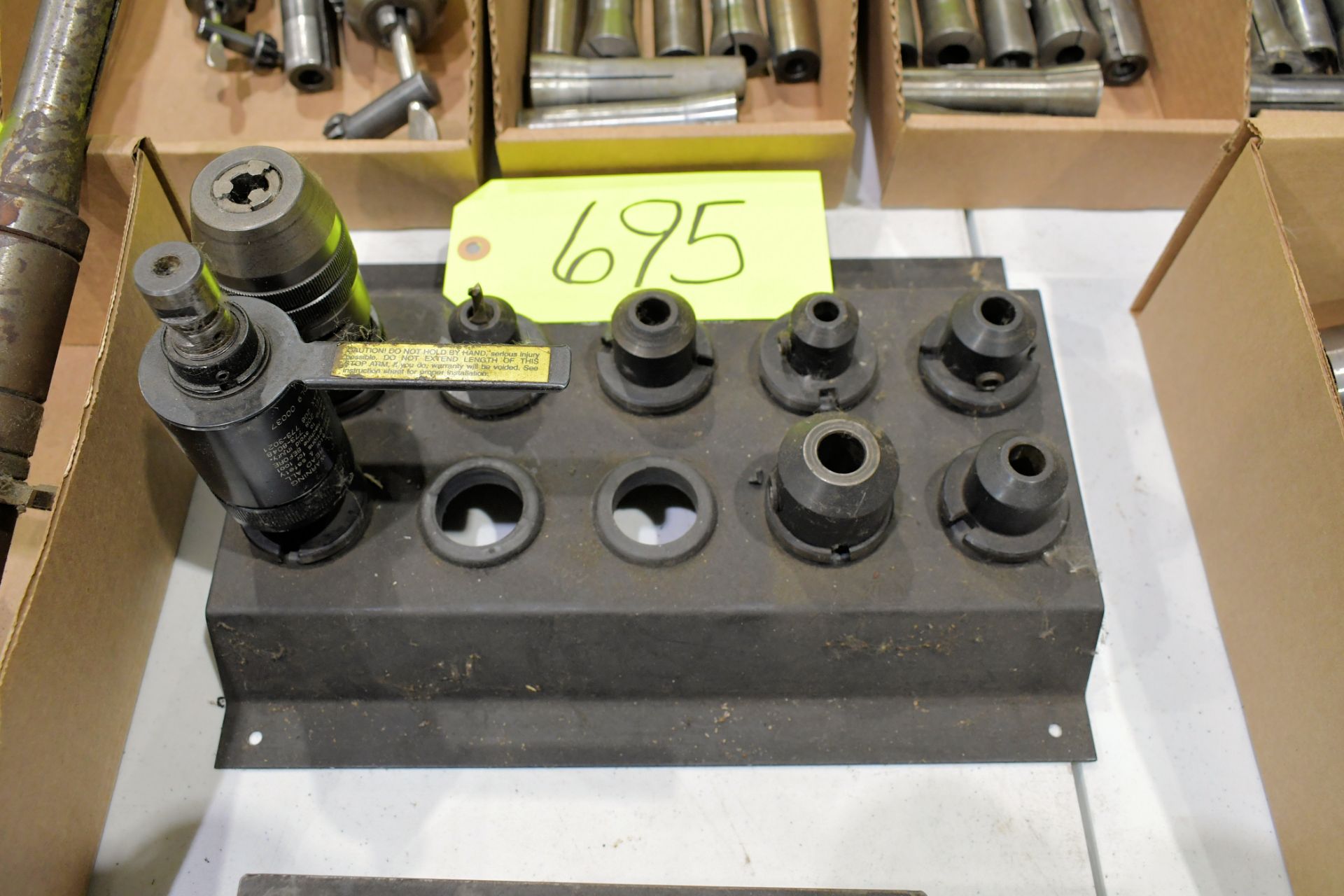 Lot - Quick Change Tool Holders with Stand, Including: (6) End Mill ...