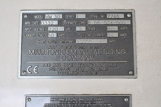 2003 Milltronics model vm30 cnc vertical machining center, s/n 7746 ...