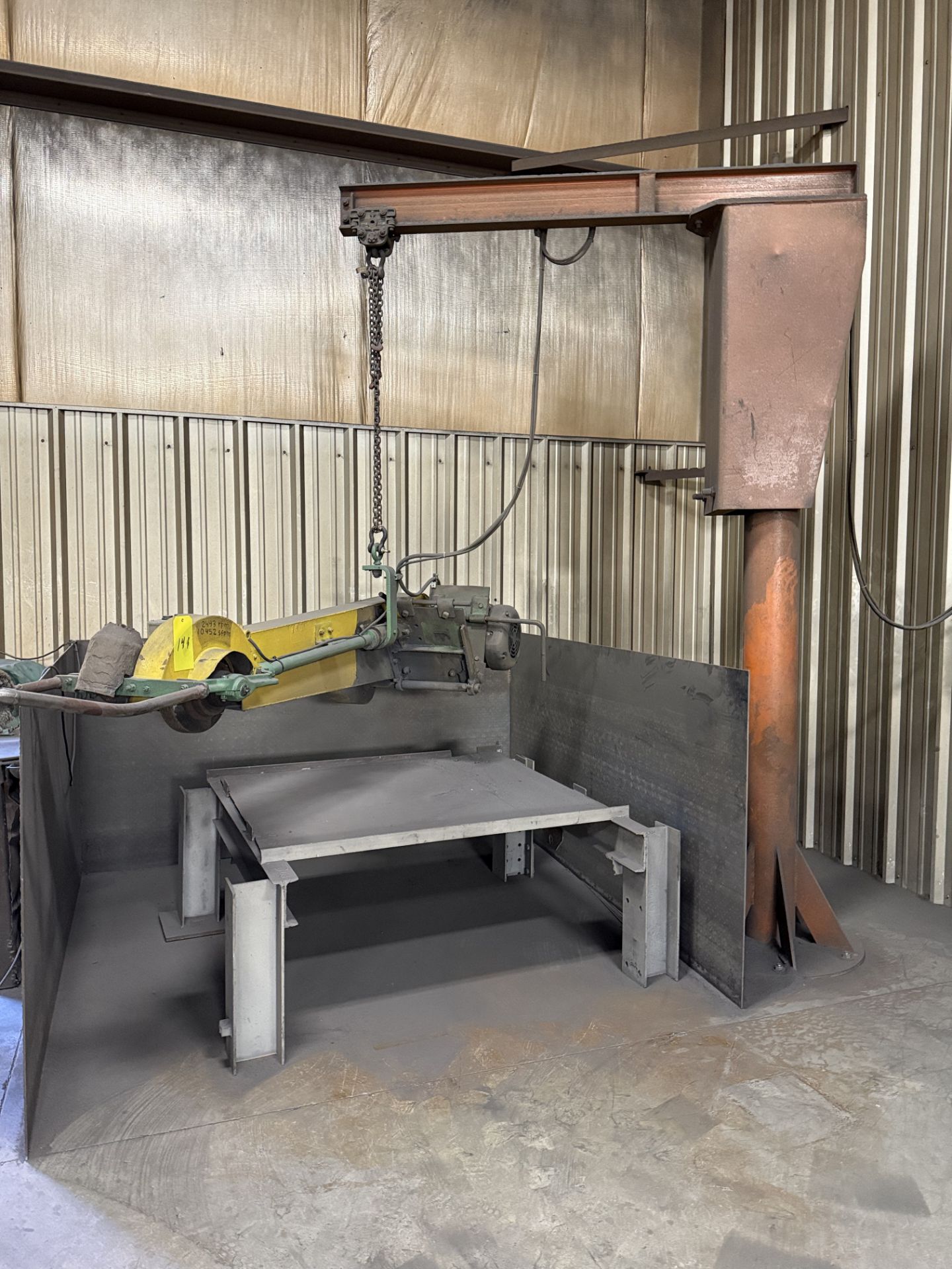 16" swing frame type grinder 20 hp with floor jib (Located at Foundry)