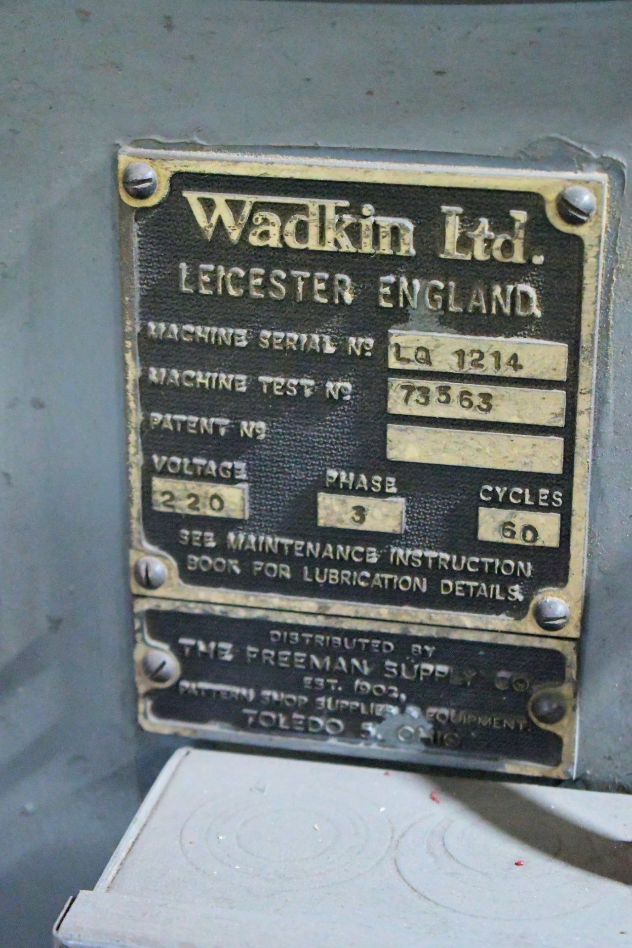 Wadkin Universal overhead Router S/N LQ 1214 (Located at Pattern Shop)