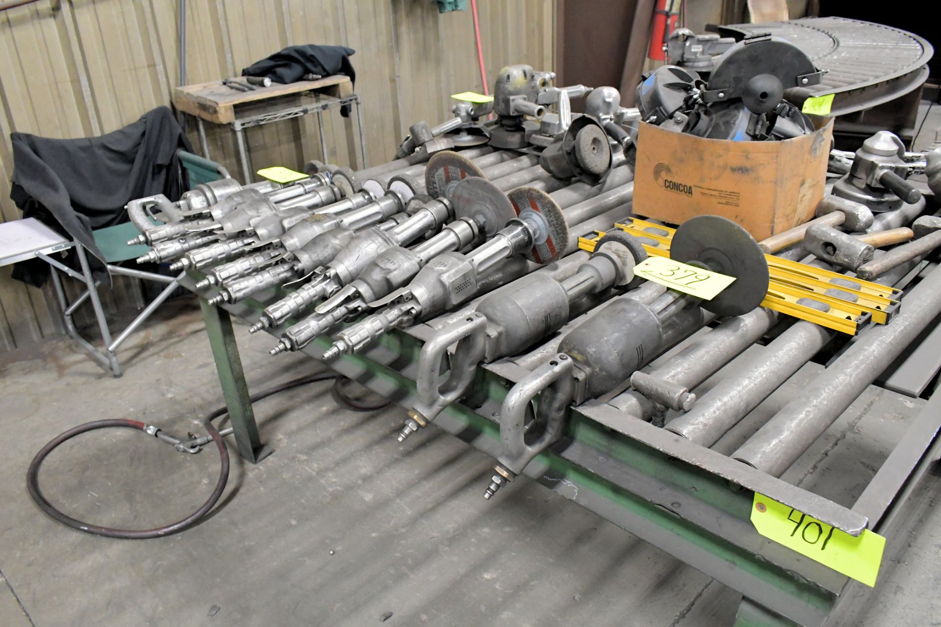 Lot - (11) Pneumatic Straight Grinders in (1) Row (Located at Foundry)