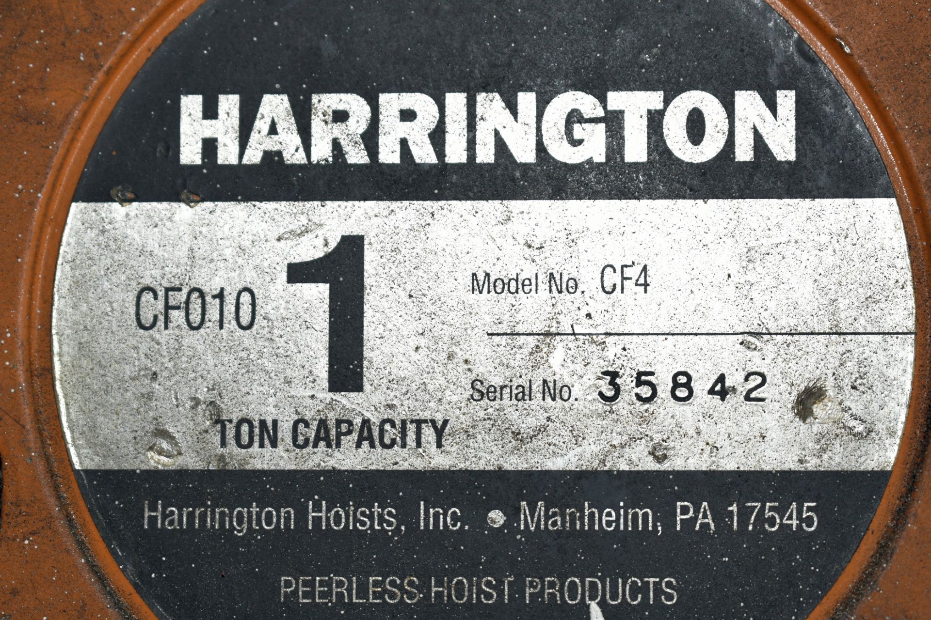 Harrington Model CF4 1 Ton Capacity Manual Chain Fall Hoist with ...