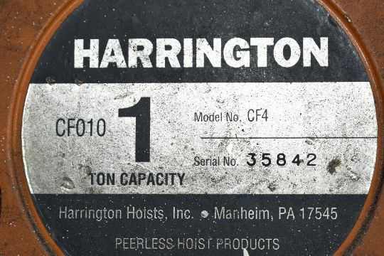 Harrington Model CF4 1 Ton Capacity Manual Chain Fall Hoist with ...