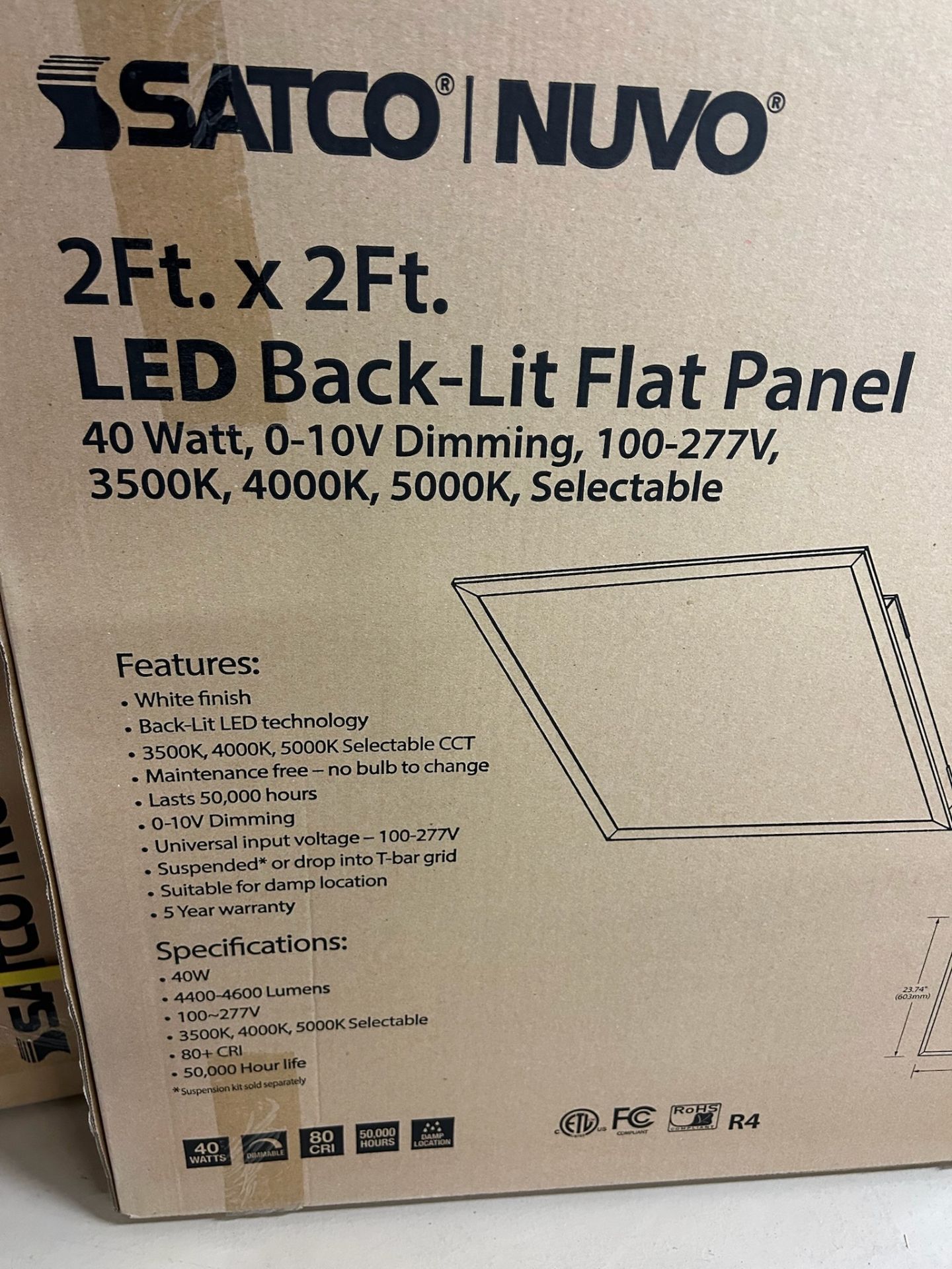 LED Back Lit Flat Panel Light Fixture