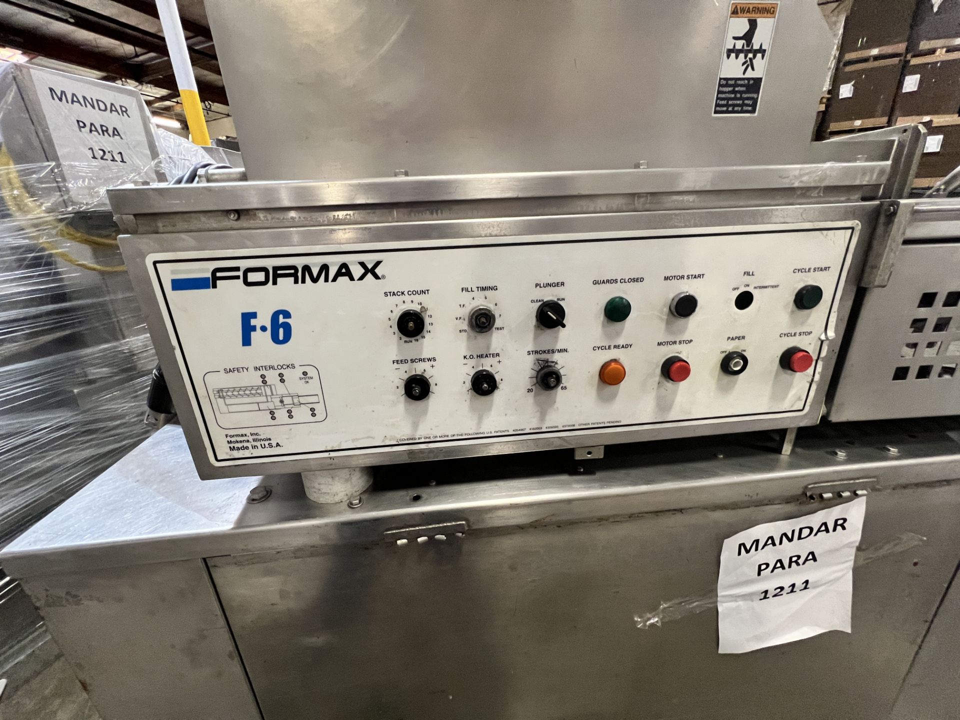 FORMAX PATTY FORMER, MODEL F-6 (Loading Fee $250) (Located Carson, CA)