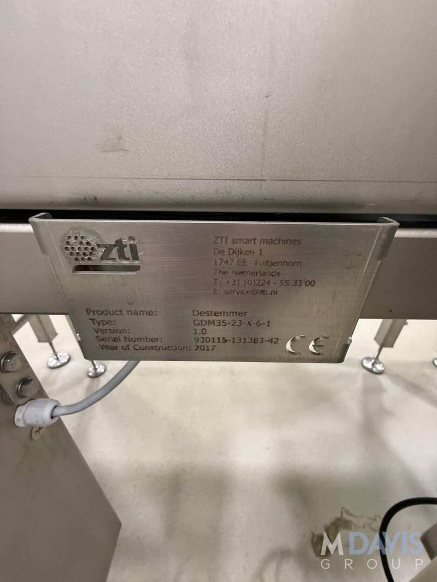 2017 ZTI GRAPE DESTEMMER, MODEL GDM35-23-X-6-1, S/N 930115-131383-42 ...