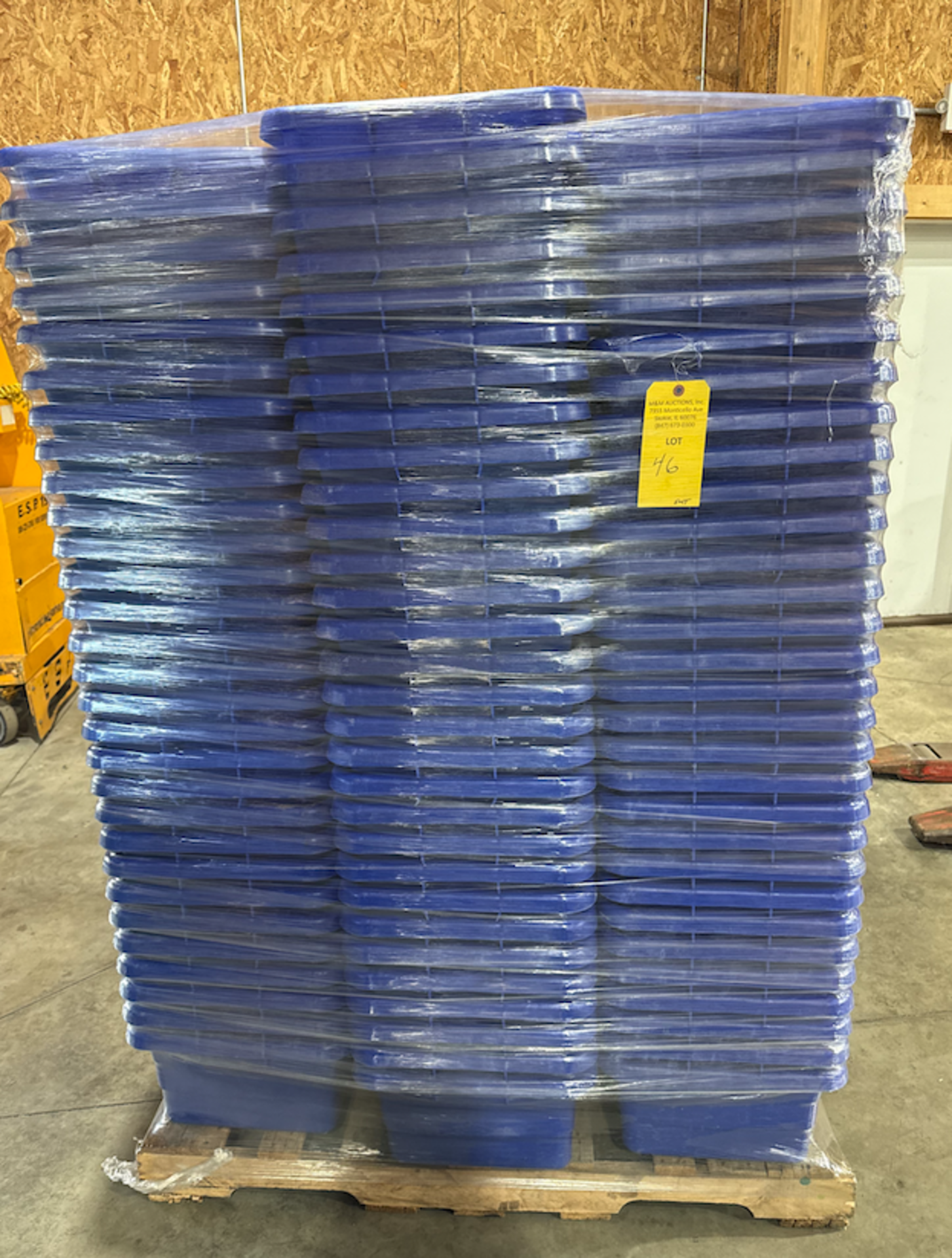 Pallet of blue poly storage bins. For rigging and removal contact NSC ...